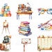Watercolor Classroom Clipart, Back to School Graphics, Backpack, School ...