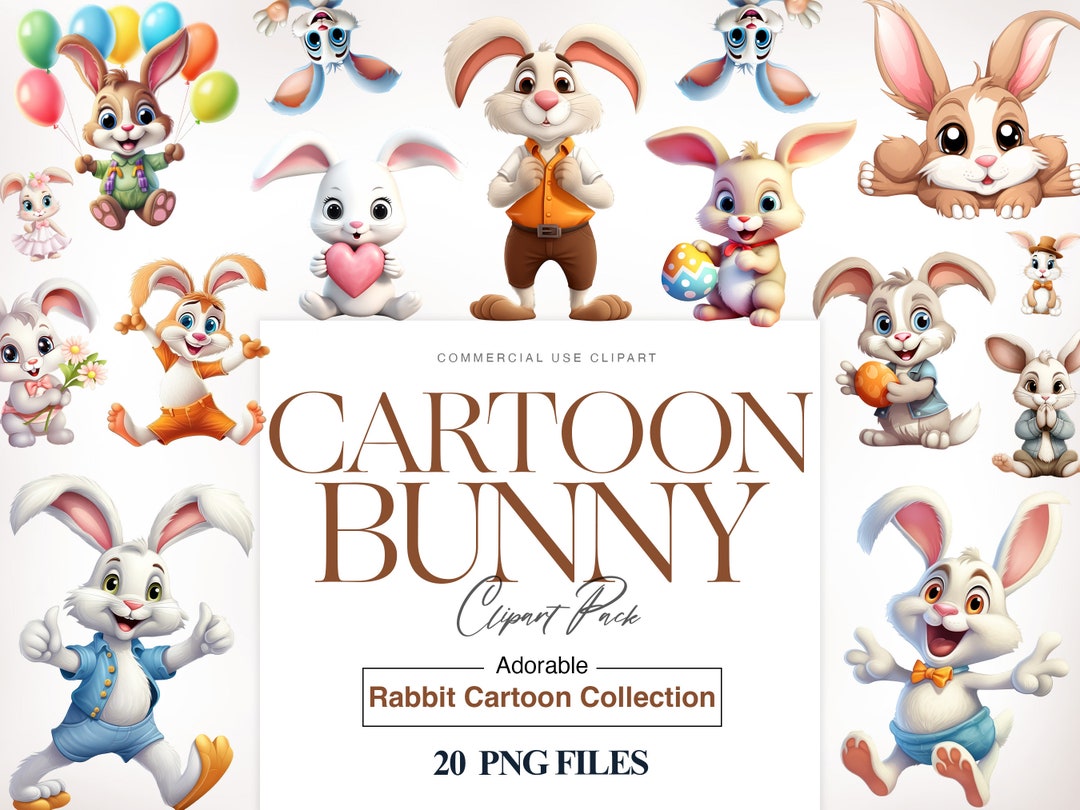 Cartoon Bunny Clipart, Funny Bunny, Cute Rabbit PNG, White Bunny ...