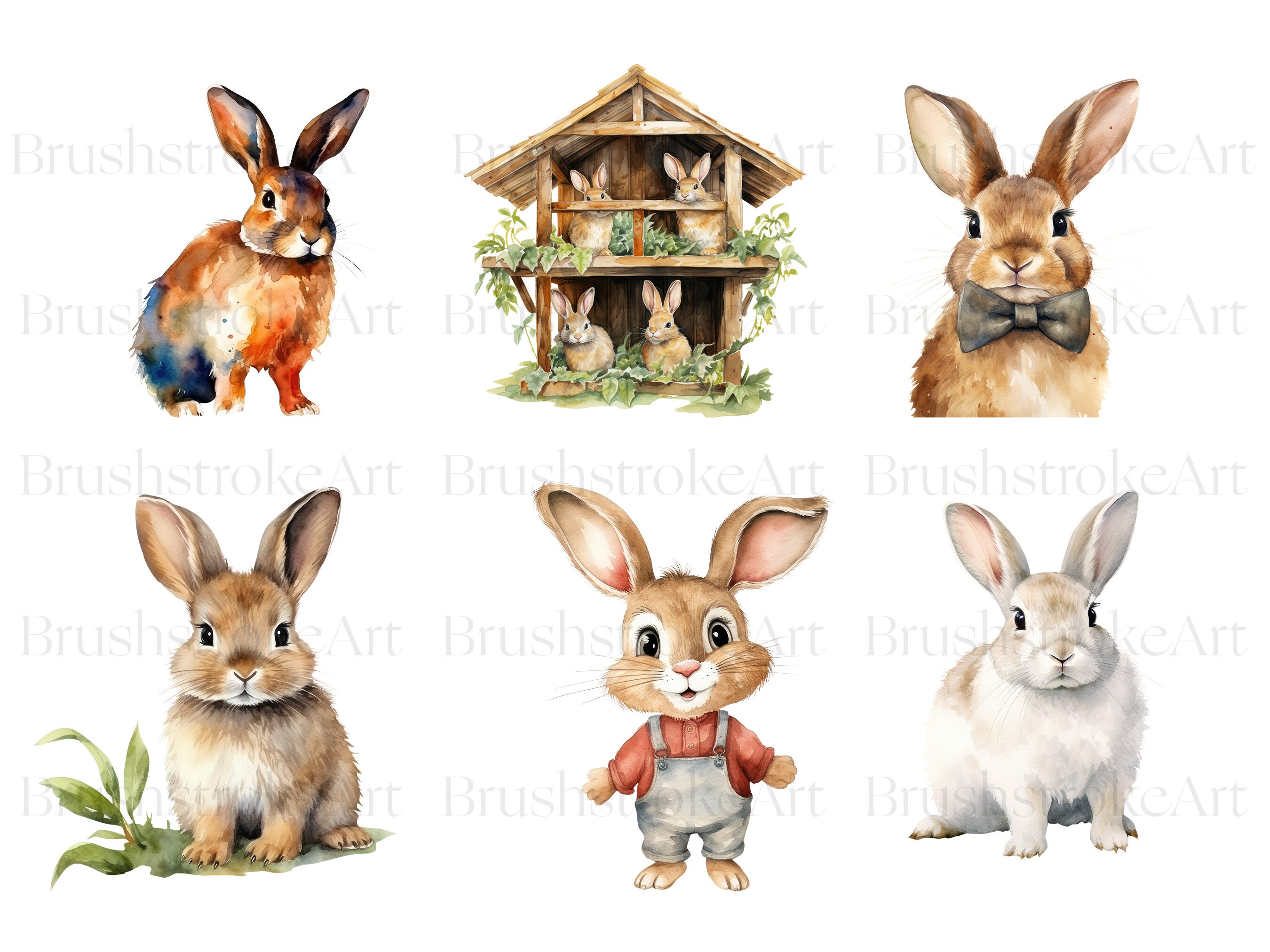 Watercolor Bunny Clipart, White Rabbit, Cute Bunny, Rabbit Nursery ...