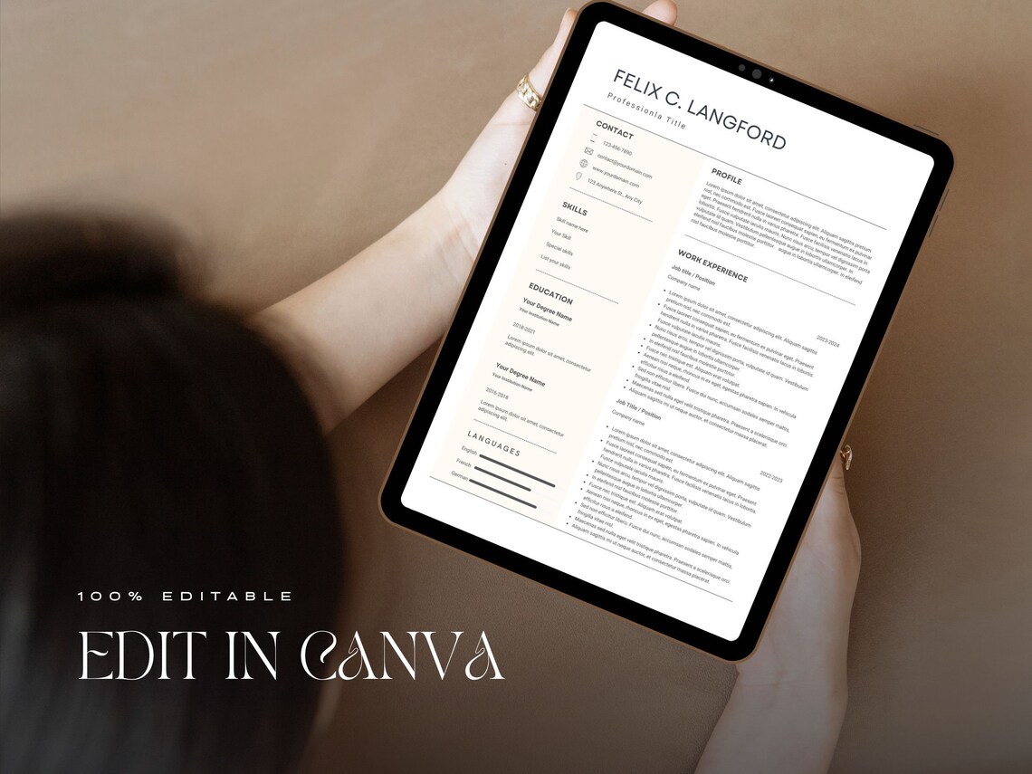Canva Resume Templates, Canva CV Template, Best CV Template, CV Letter ...