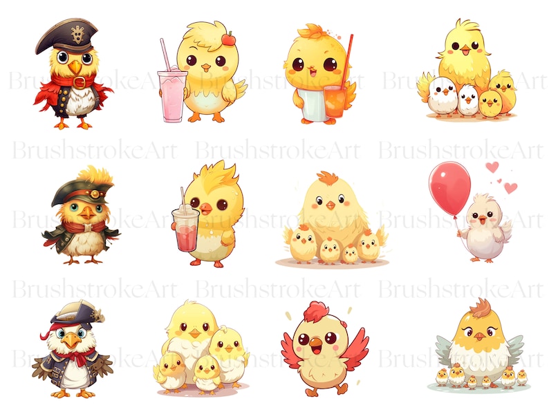 Cute Chicken Clipart, Baby Chicken Hatching, Bird Clipart, Kawaii ...