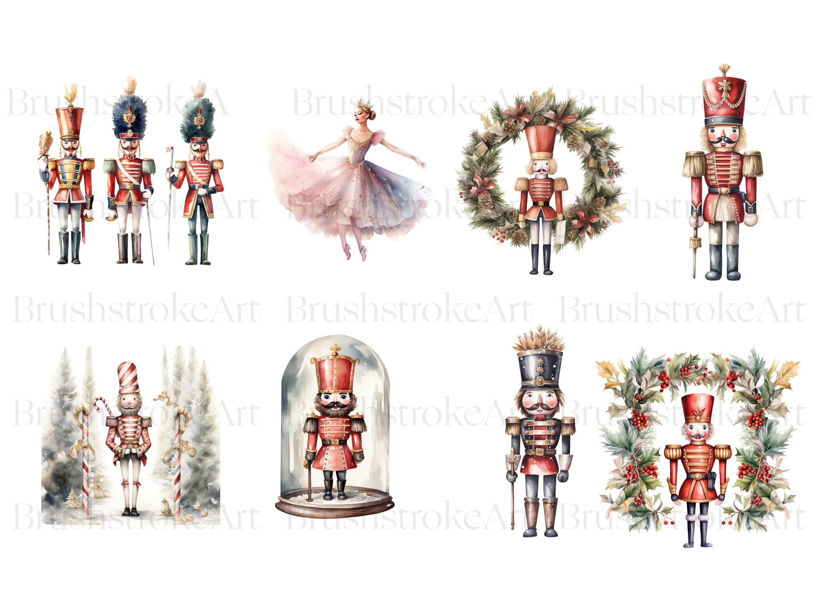 Nutcracker Clipart Pack: Watercolor Christmas PNG Images for - Etsy