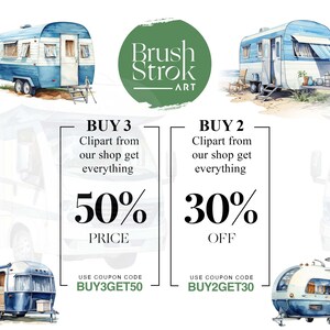 Watercolor Caravan Clipart, Camper Van, Vintage Vehicle, Camping ...
