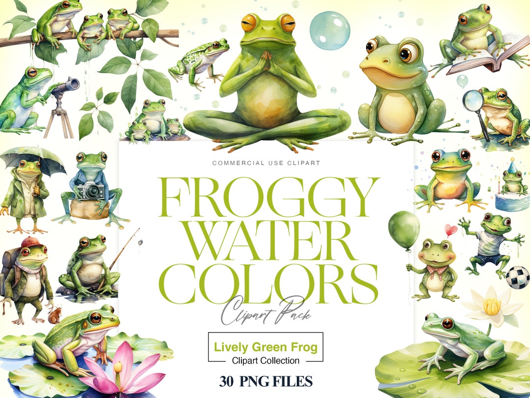 Watercolor Frog Clipart, Cute Frogs, Frog Prince, Frog With Umbrella ...