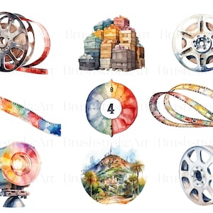 Movie Clipart, Theatre, Popcorn, Camera PNG, Watercolor Film, Cinema ...