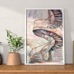 Watercolor Stairs Clipart, Fantasy Stone Steps, Mossy, Garden, Floral ...