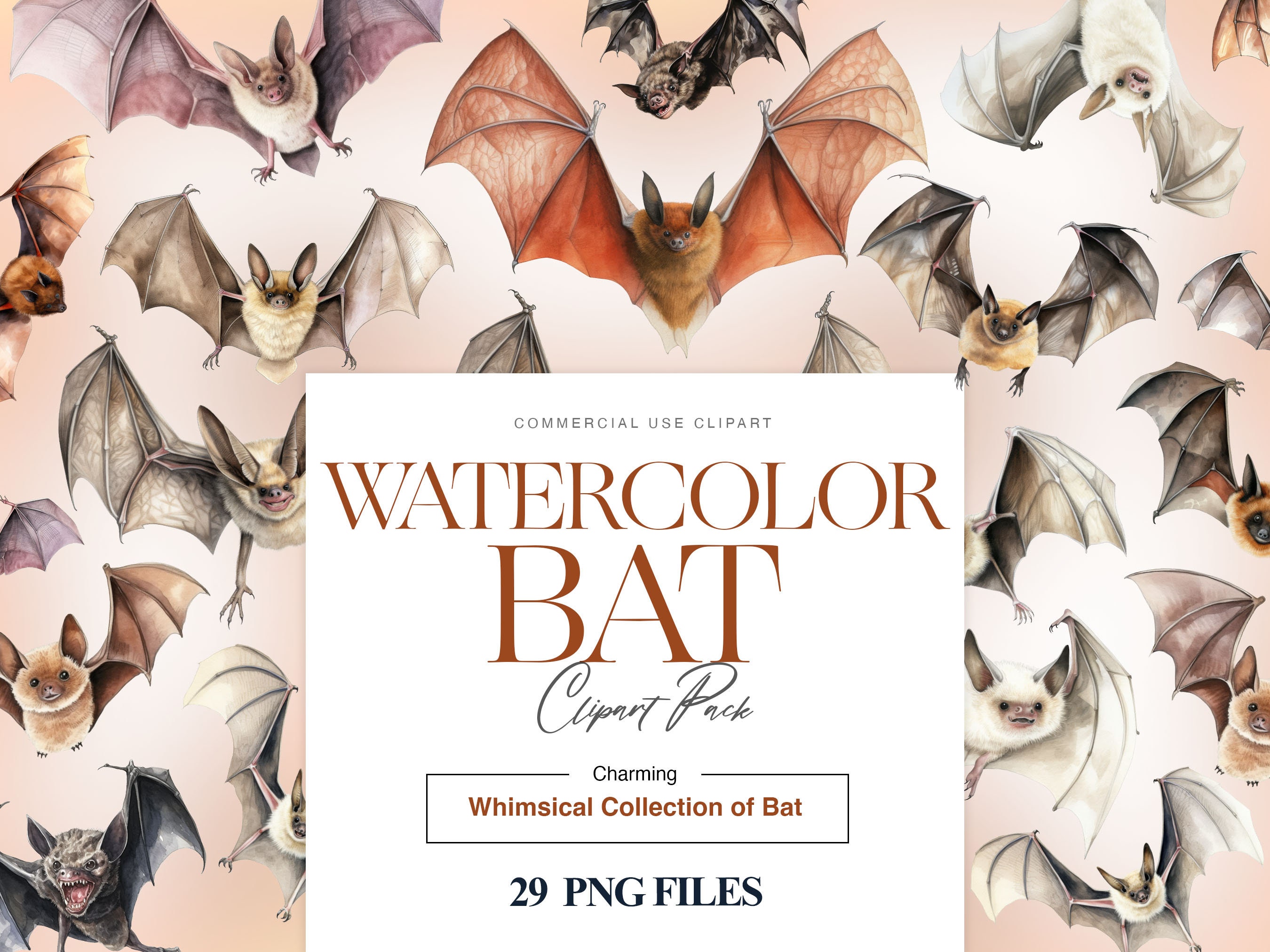 Watercolor Bat Clipart, Cute Bat PNG, Bat Illustrations, Cute Halloween ...