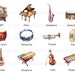 Watercolor Music Clipart, Musical Instruments, Piano, Guitar, Violin ...