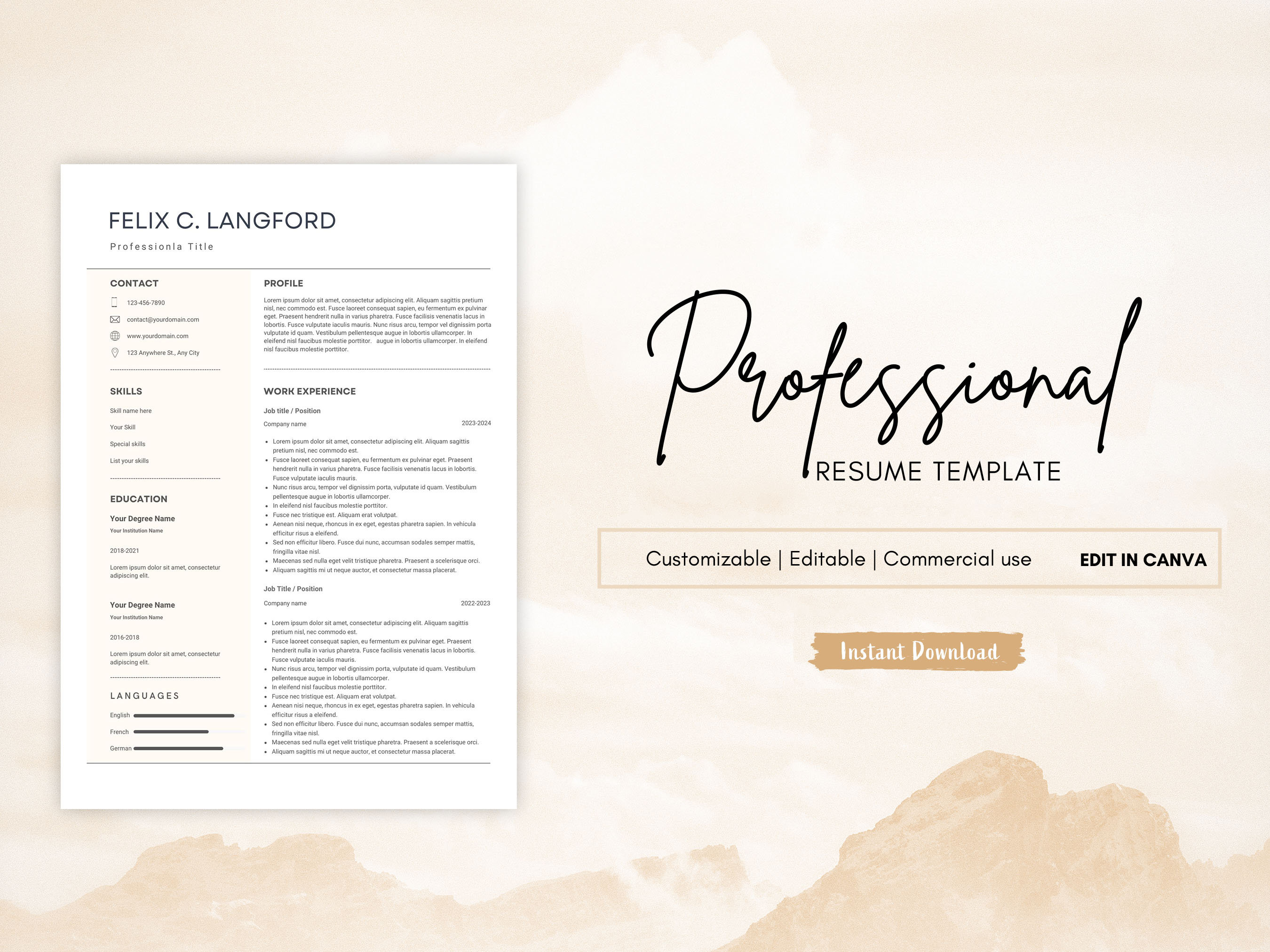 Canva Resume Templates, Canva CV Template, Best CV Template, CV Letter ...
