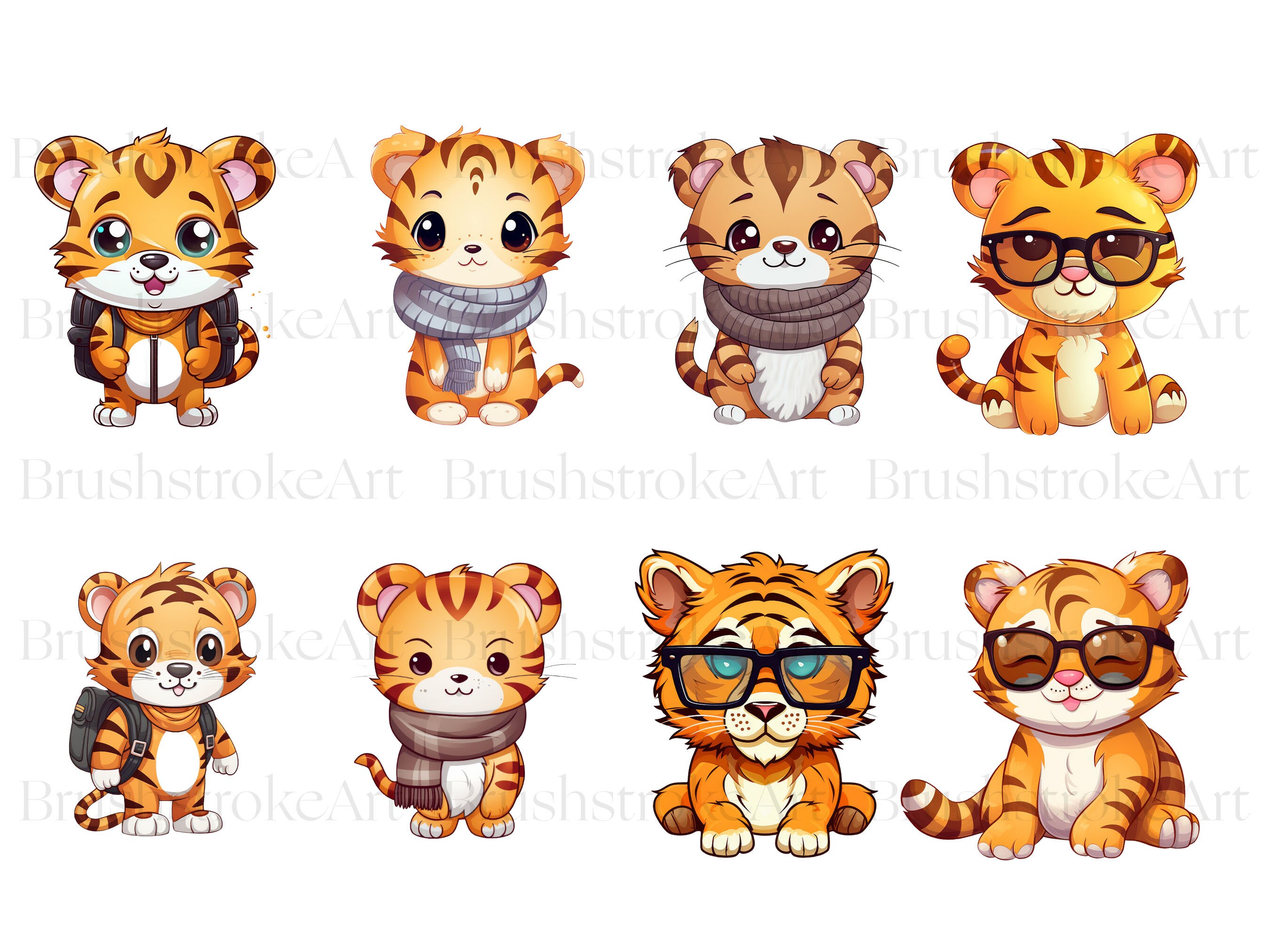 Cute Tiger Clipart, Baby Tiger, Cartoon Tiger PNG, Zoo Animal, Floral ...