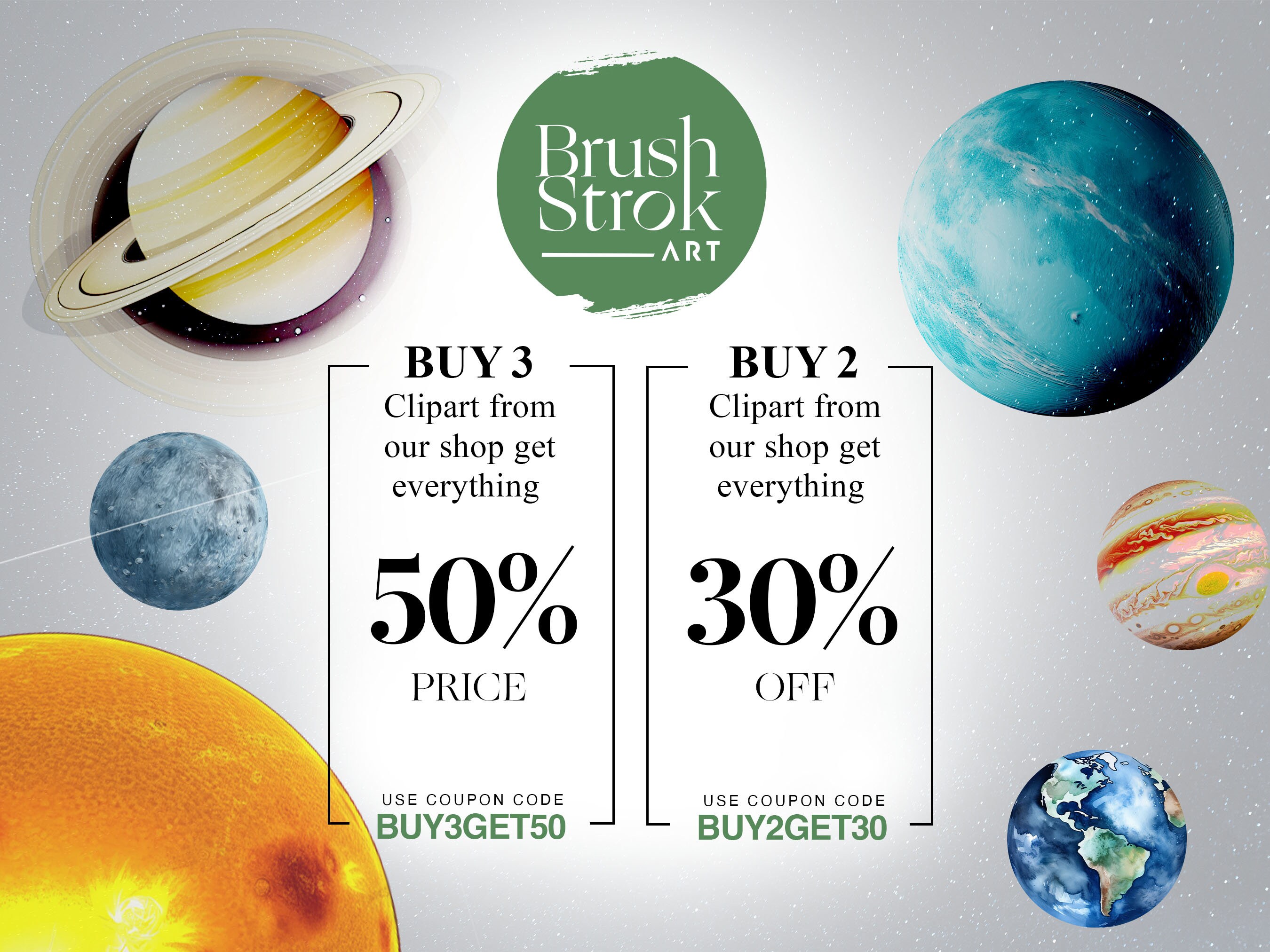 Stellar Planets Clipart Pack Watercolor Planet PNG Graphics for Crafts ...