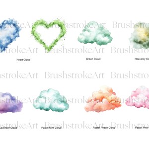 Watercolor Clouds Clipart, Rain Clouds, Fluffy, Sky Clipart, White ...