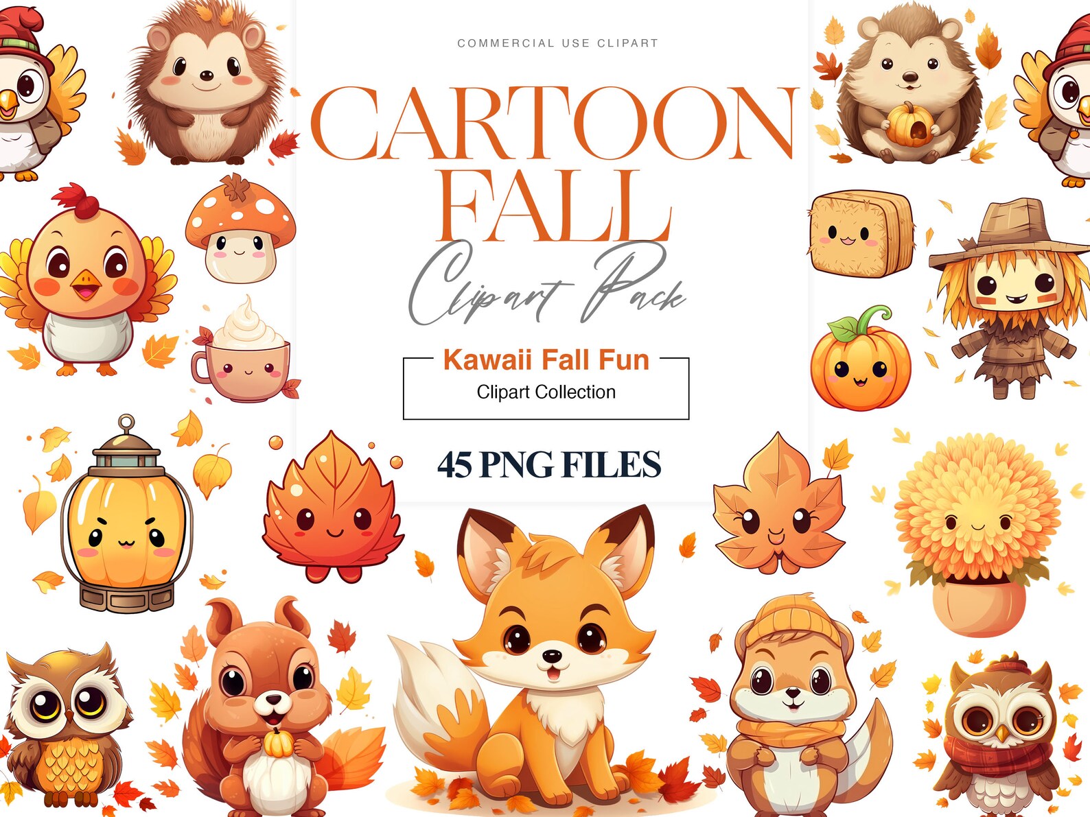 Cute Fall Clipart, Pumpkin, Cute Autumn Clipart, Fall Animals, Squirrel ...