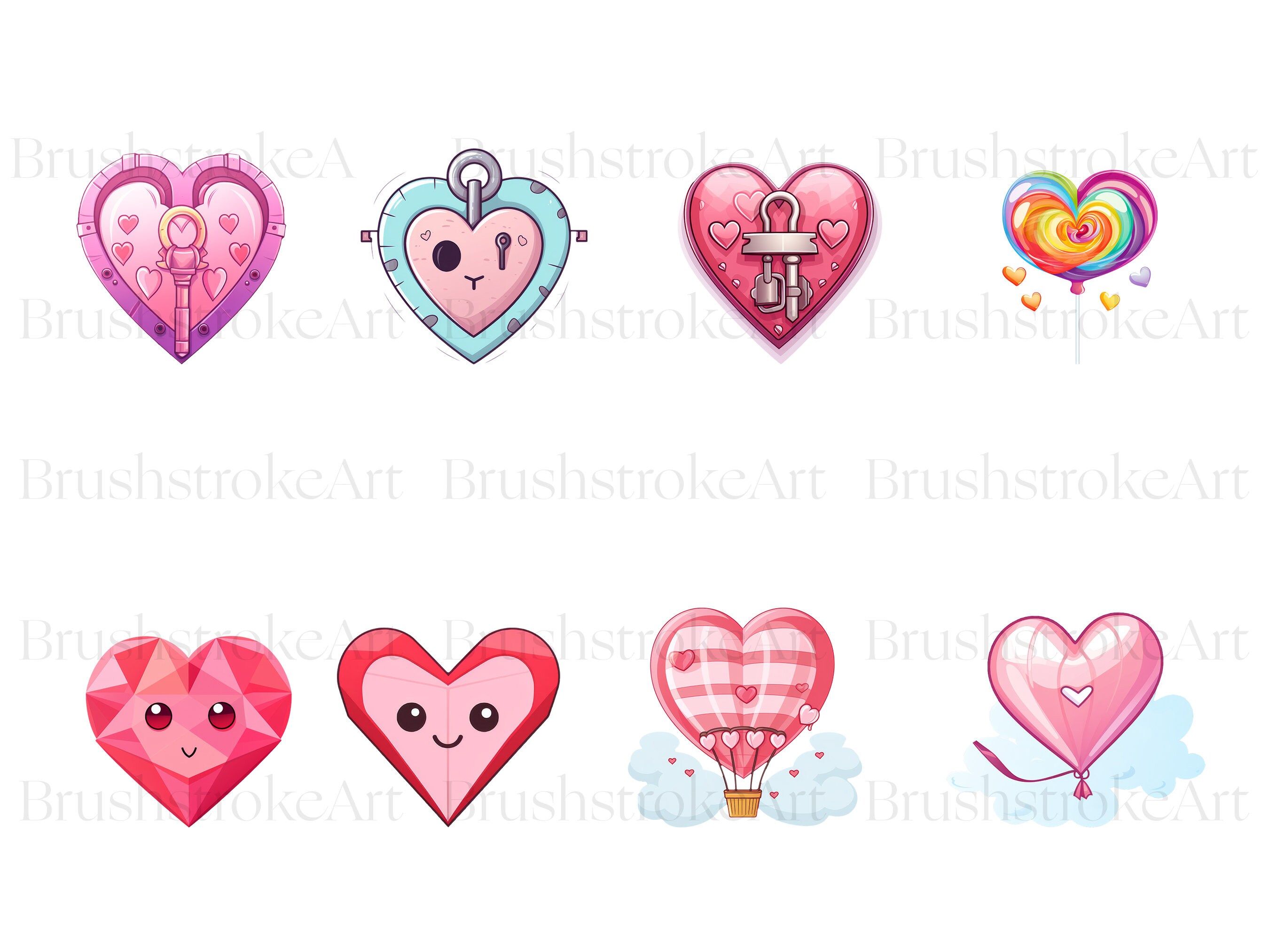 Kawaii Heart Clipart Rainbow Heart PNG Kawaii Hearts Valentine Clipart ...