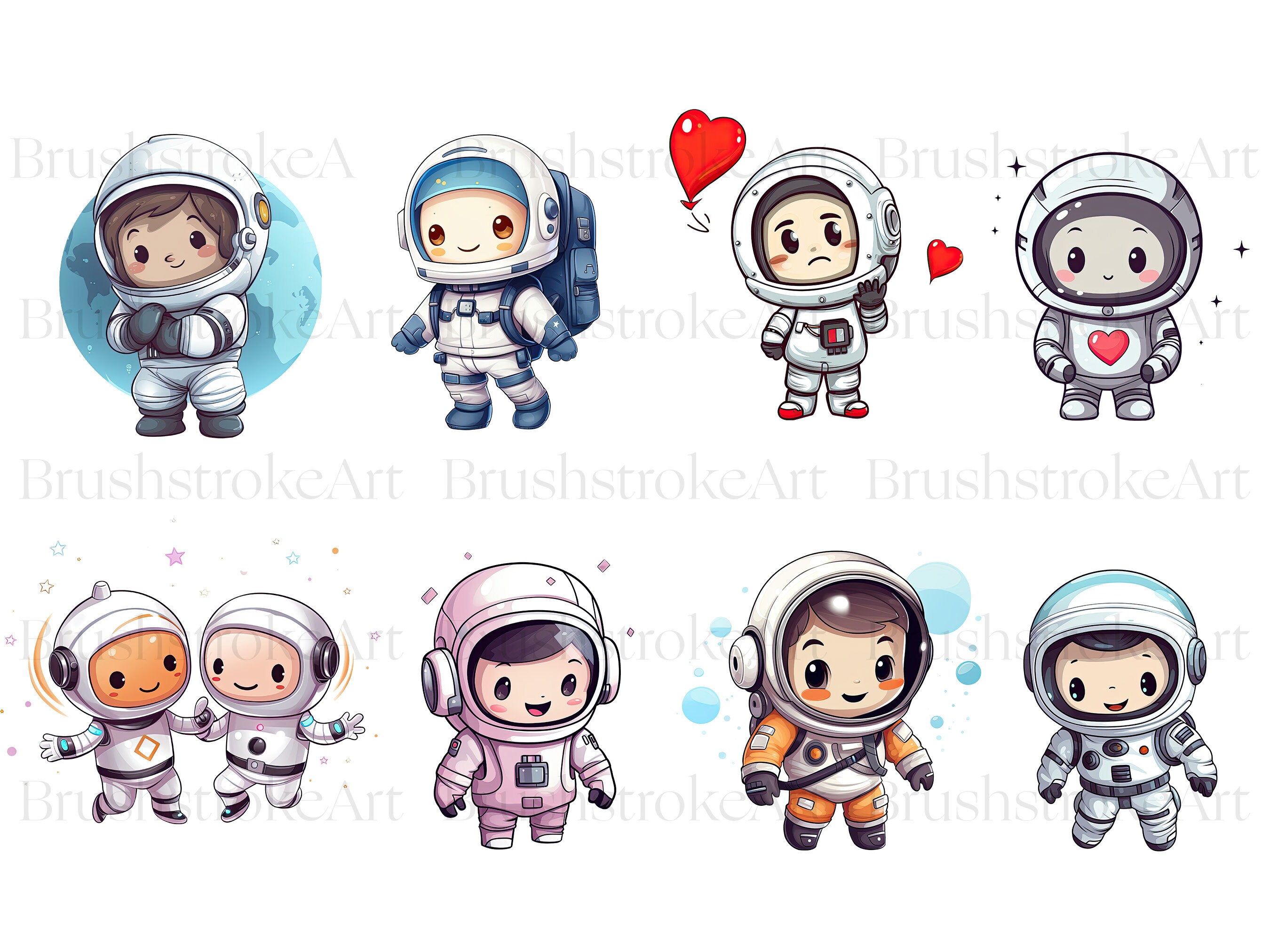 28 Cute Astronauts Clipart Pack, Boy Astronaut, Children's Party, Outer ...