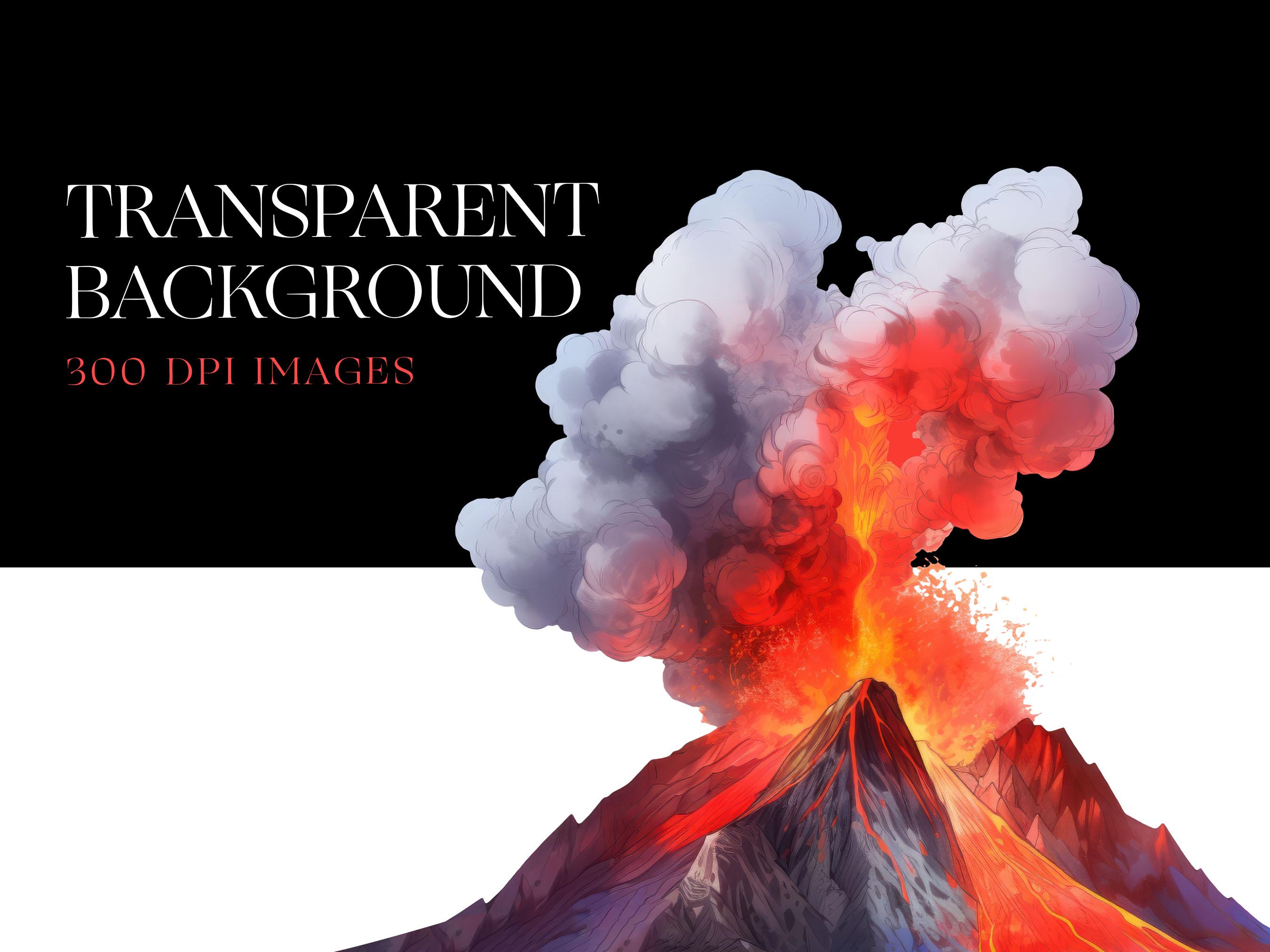 Watercolor Volcano Clipart, Erupting Volcano PNG, Lava, Fire Graphics ...