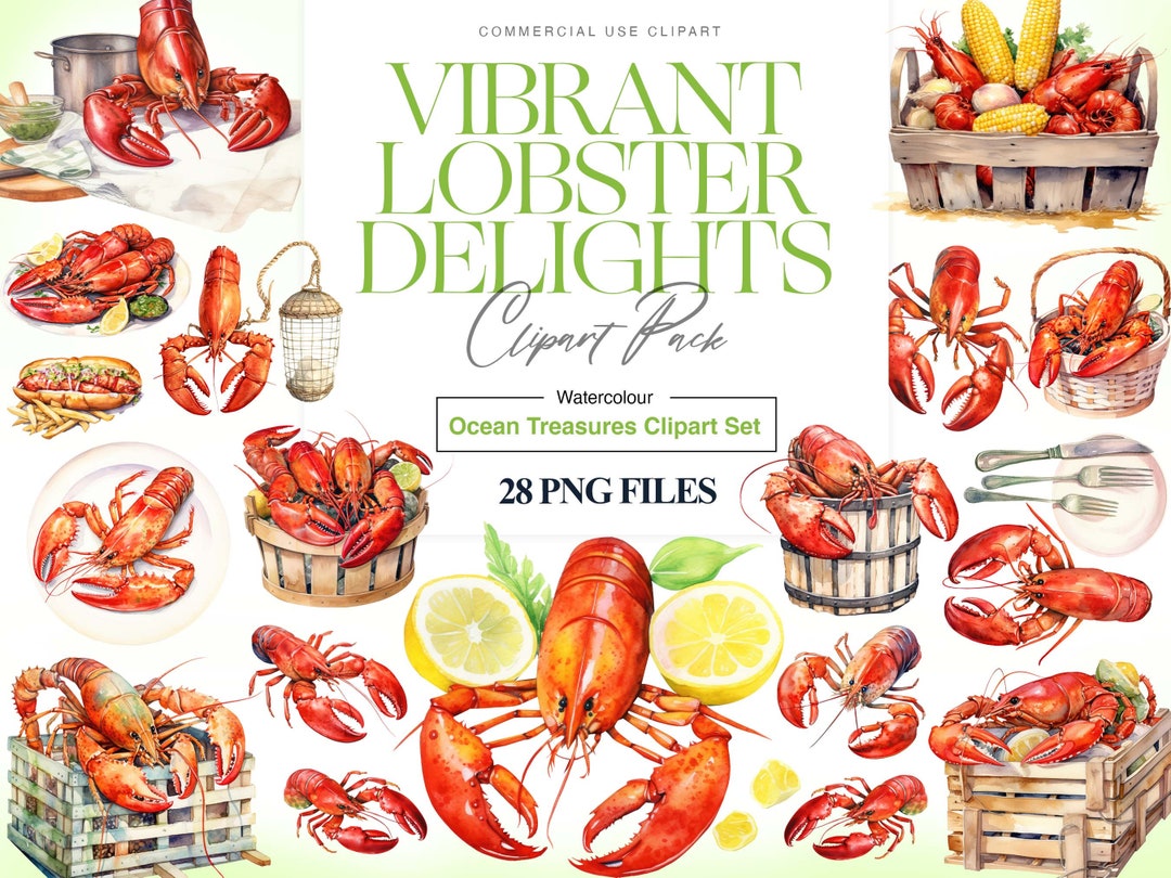 Watercolor Lobster Clipart, Sea Life, Crawfish, Lobster PNG, Nursery ...