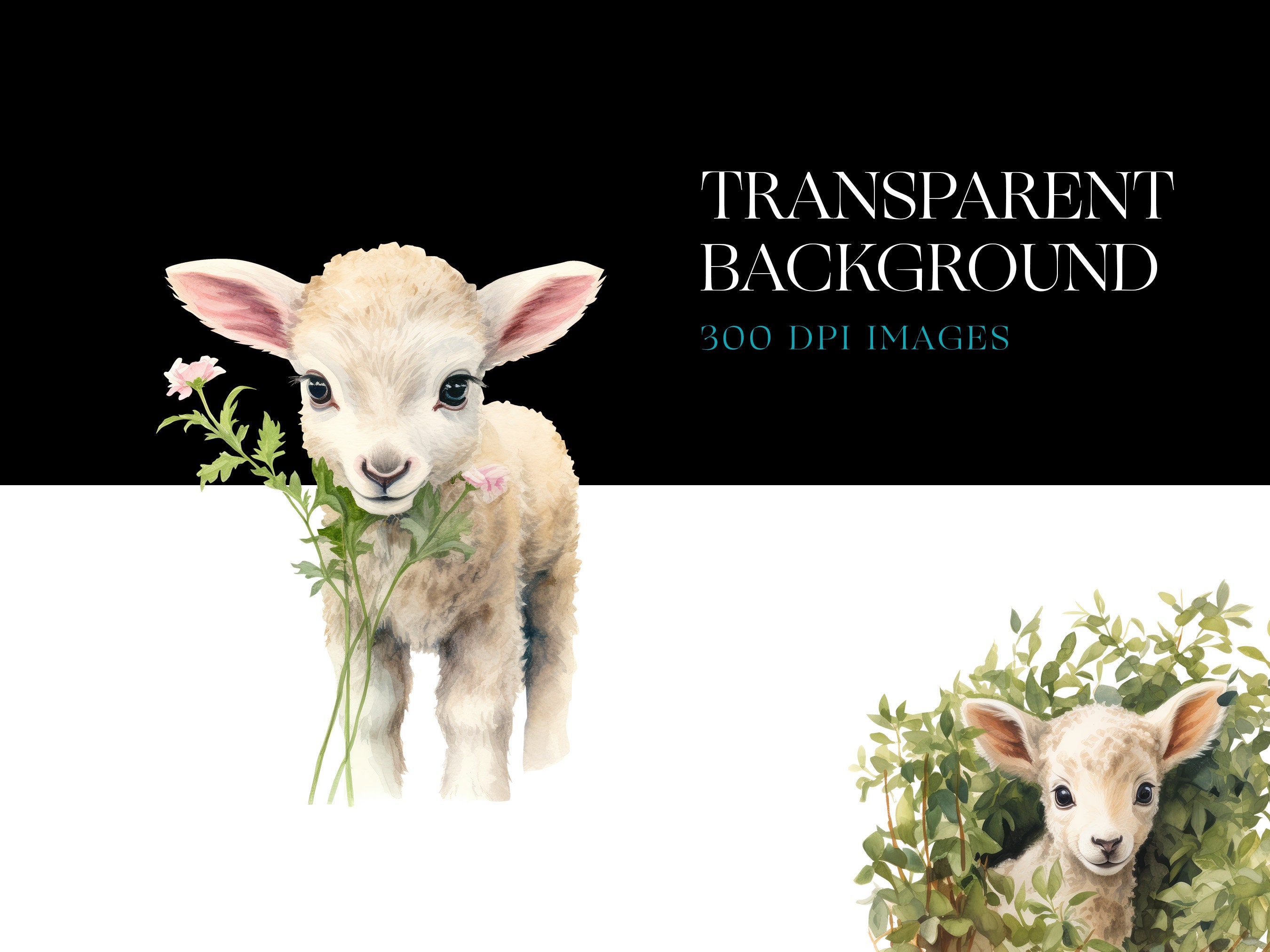 Watercolor Lamb Clipart, Baby Sheep Clipart, Baby Lamb, Farm Animals ...