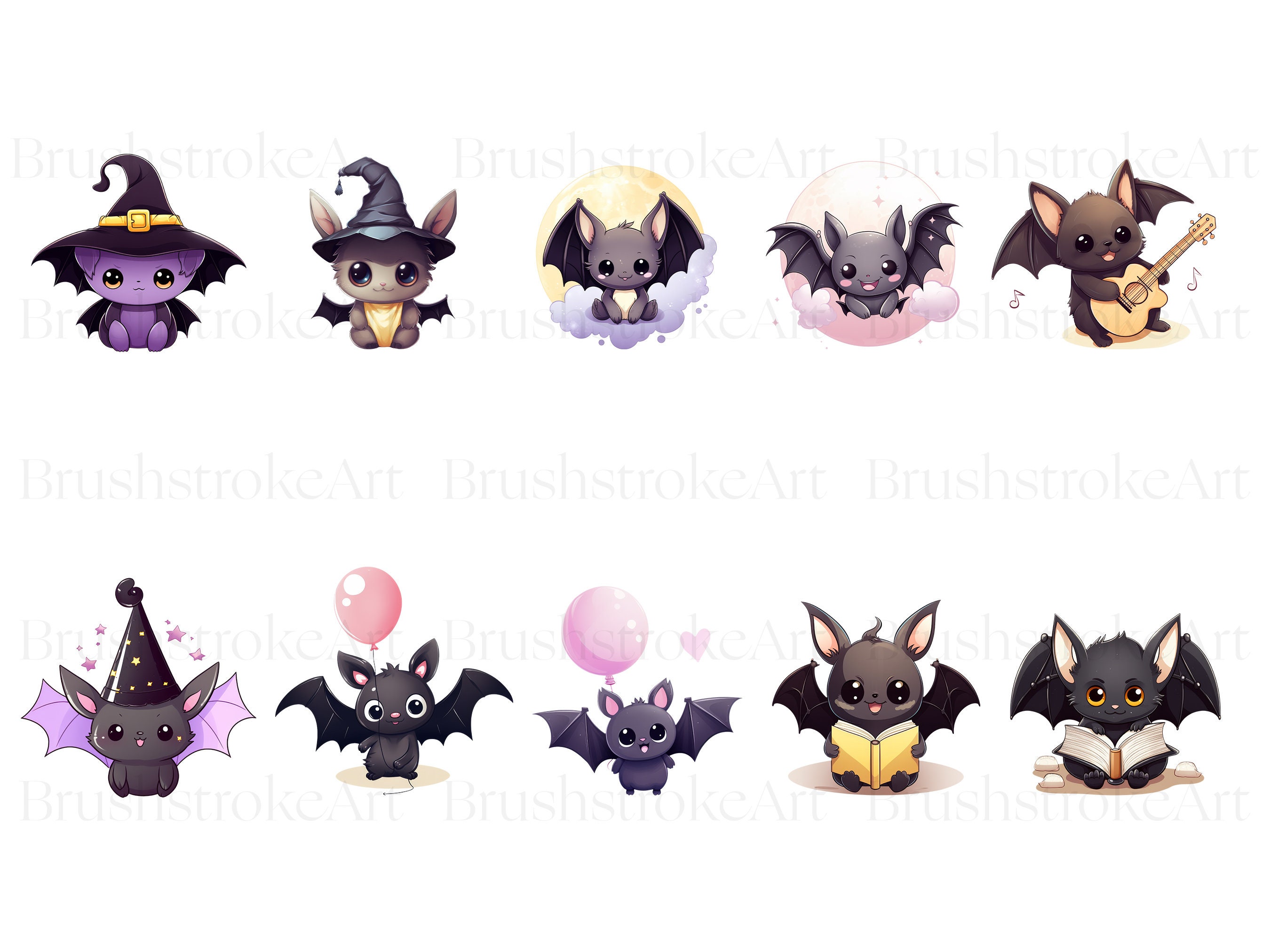 Kawaii Bat Clipart, Baby Bat, Cute Halloween Bat, Kawaii Chibi Bat, Not ...