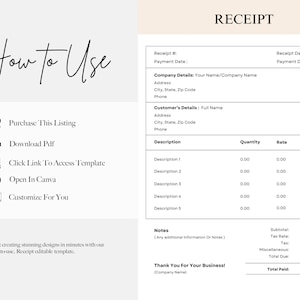 Printable Receipt Template, Blank Receipt Template, Receipt of Payment ...