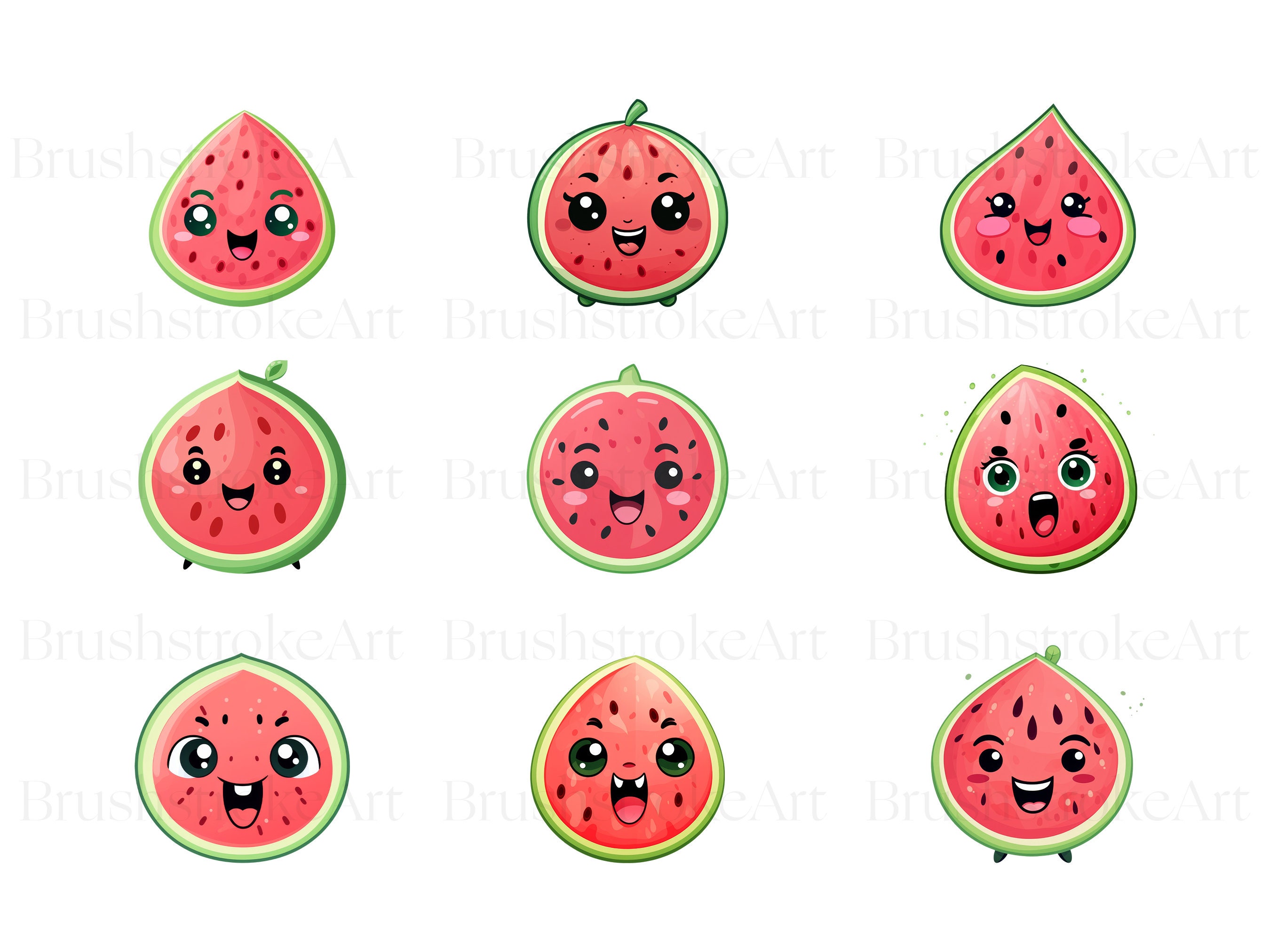 Kawaii Watermelon Clipart, Cute Watermelon, Summer Fruit Clipart ...