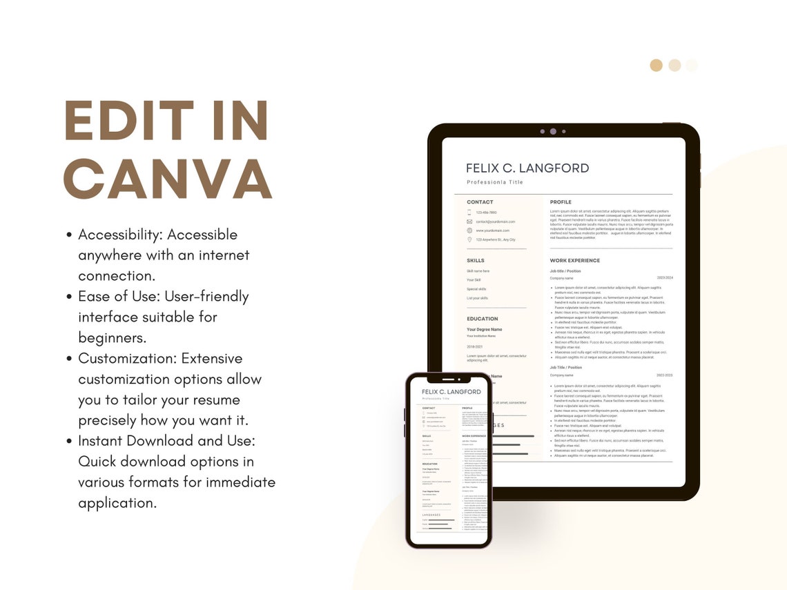 Canva Resume Templates, Canva CV Template, Best CV Template, CV Letter ...
