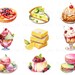 Watercolor Dessert Clipart, Cake, Pie, Donut, Sweet Treats, Food Lover ...