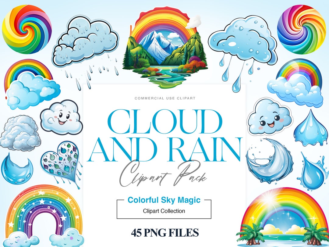 Rain Cloud Clipart, Weather Clipart, Rainy Day, Clouds Clipart, Baby ...