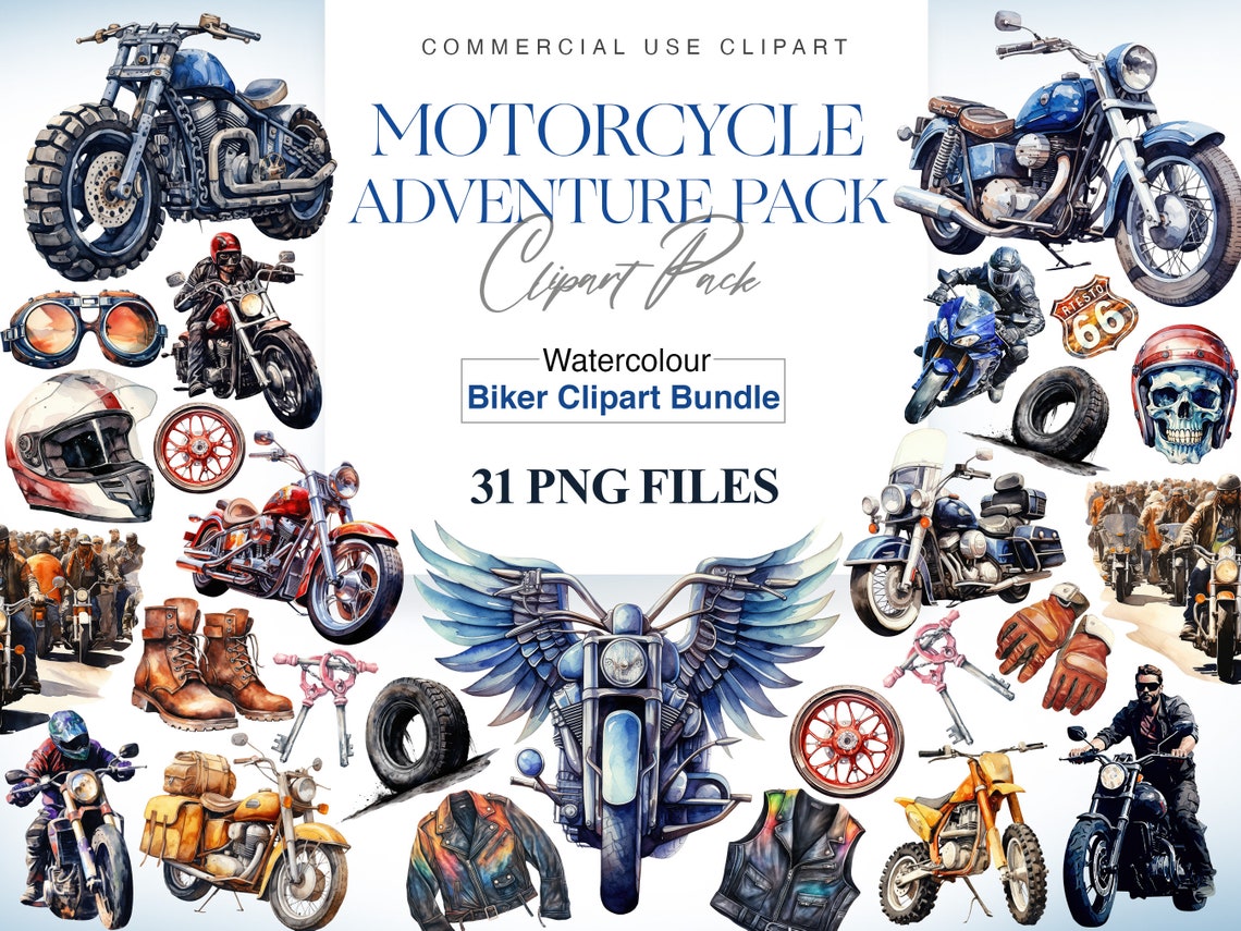 Watercolor Motorbike Clipart Dirt Bike Superbike Biker - Etsy UK