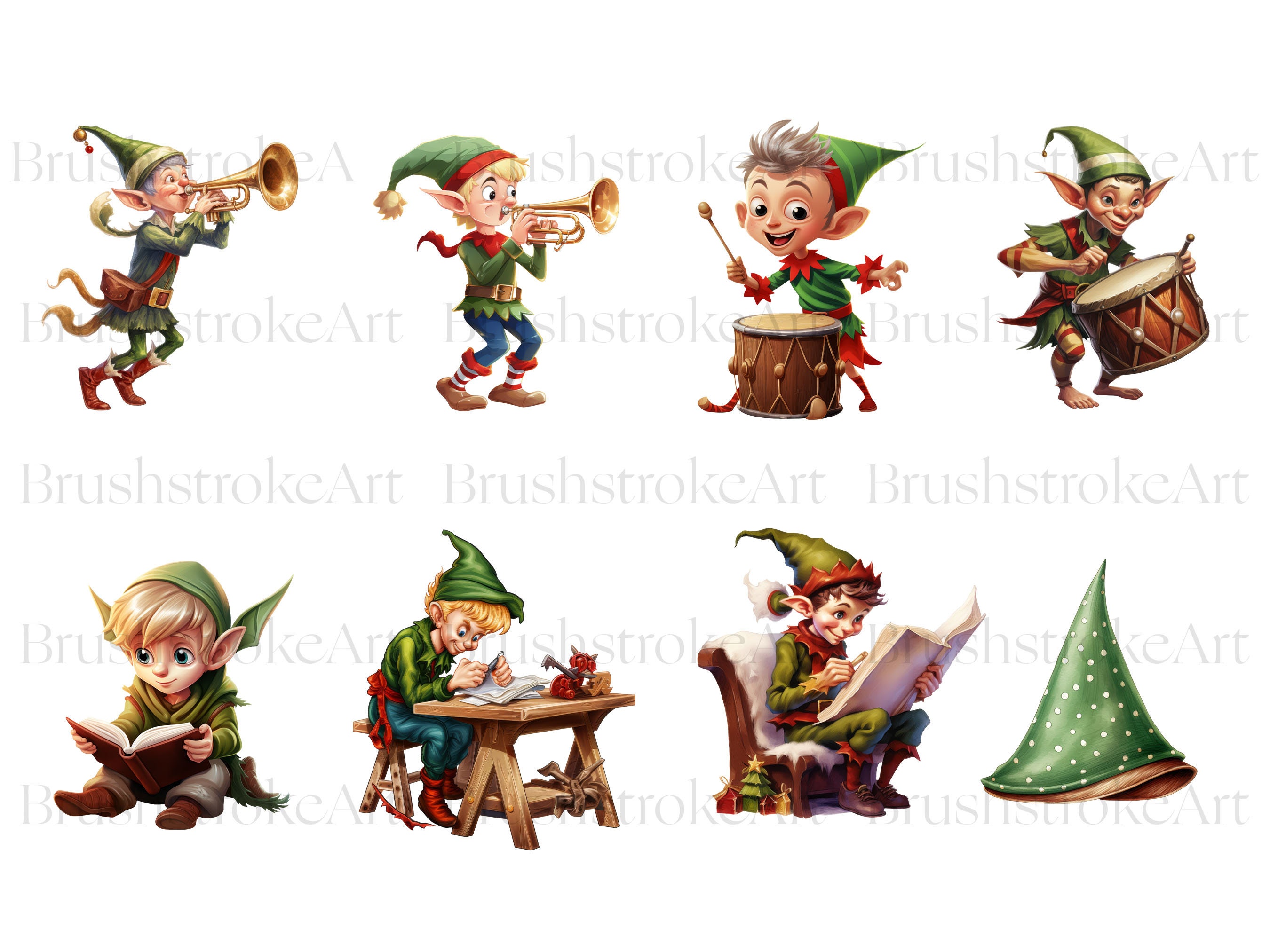Cute Elf Clipart, Christmas Elves Clip Art, Santa's Helpers, Xmas Elf ...