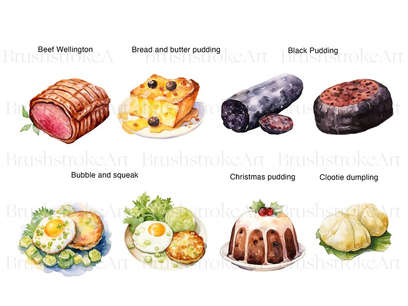 British Food Clipart, Fish and Chips, Beef Wellington, British Dessert ...
