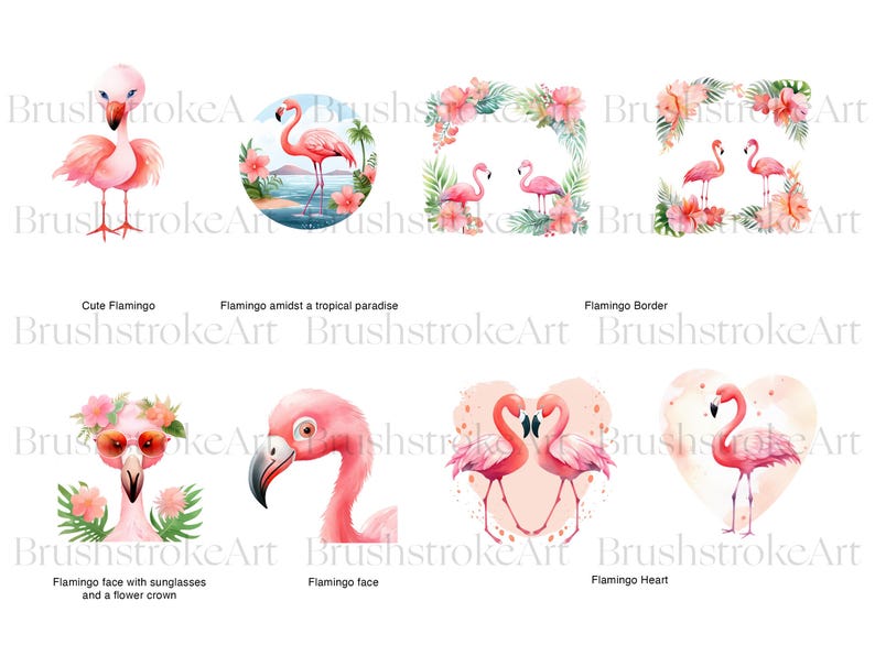 Watercolor Flamingo Clipart, Pink Flamingo PNG, Tropical Flamingo Bird ...