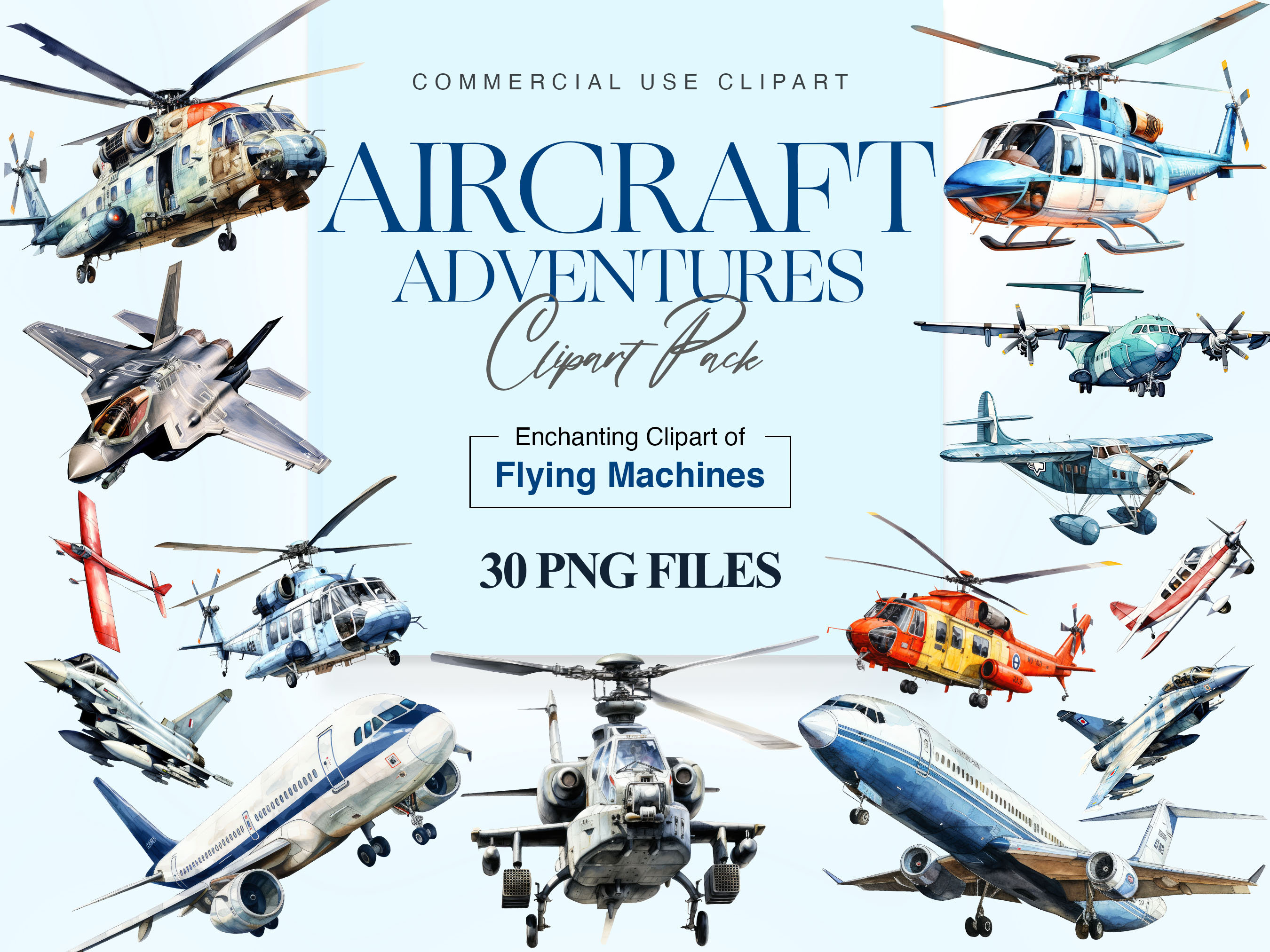 Aircraft Adventures Watercolor Plane Aeoroplane Clipart for - Etsy
