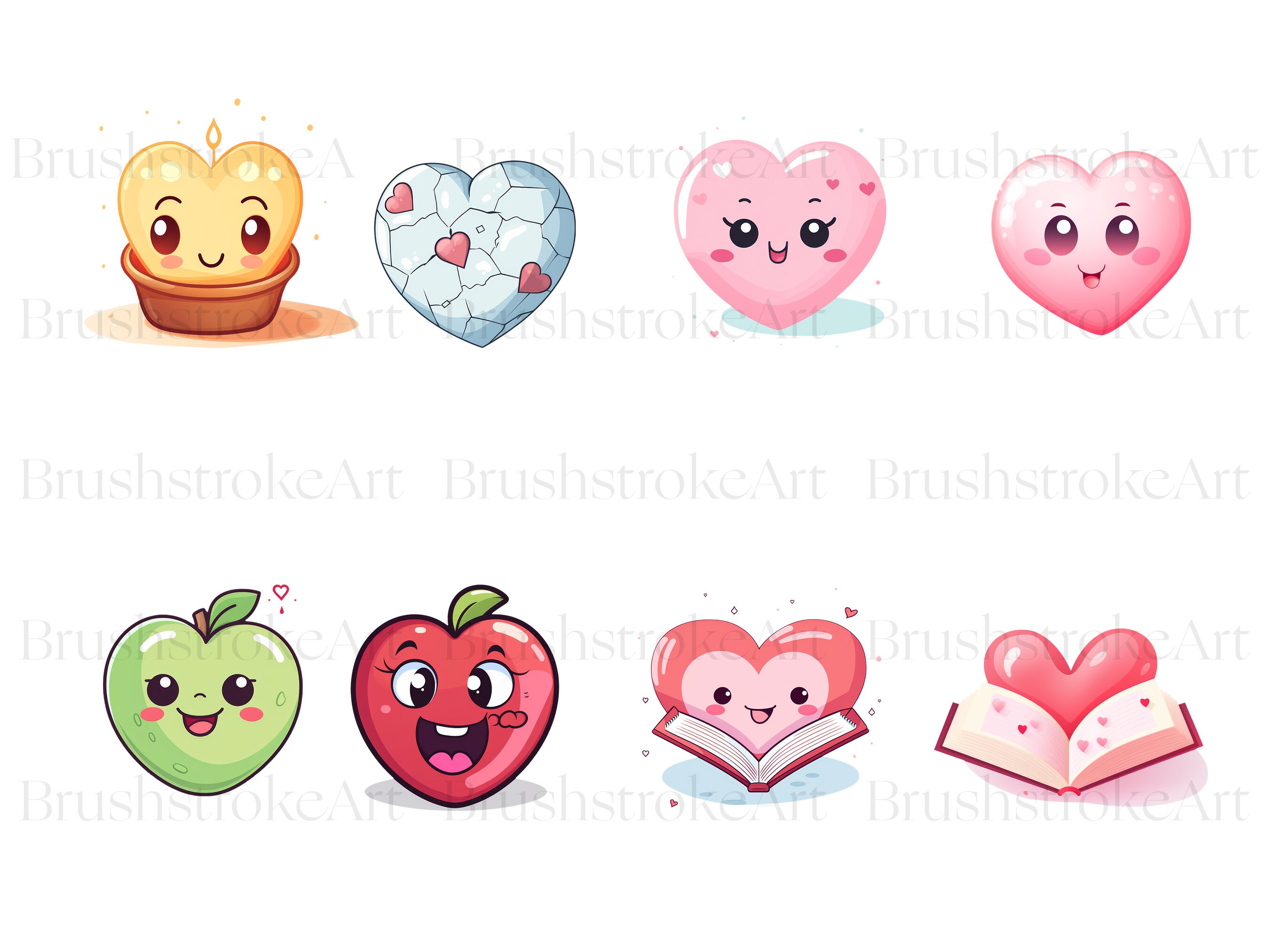 Kawaii Heart Clipart Rainbow Heart PNG Kawaii Hearts Valentine Clipart ...