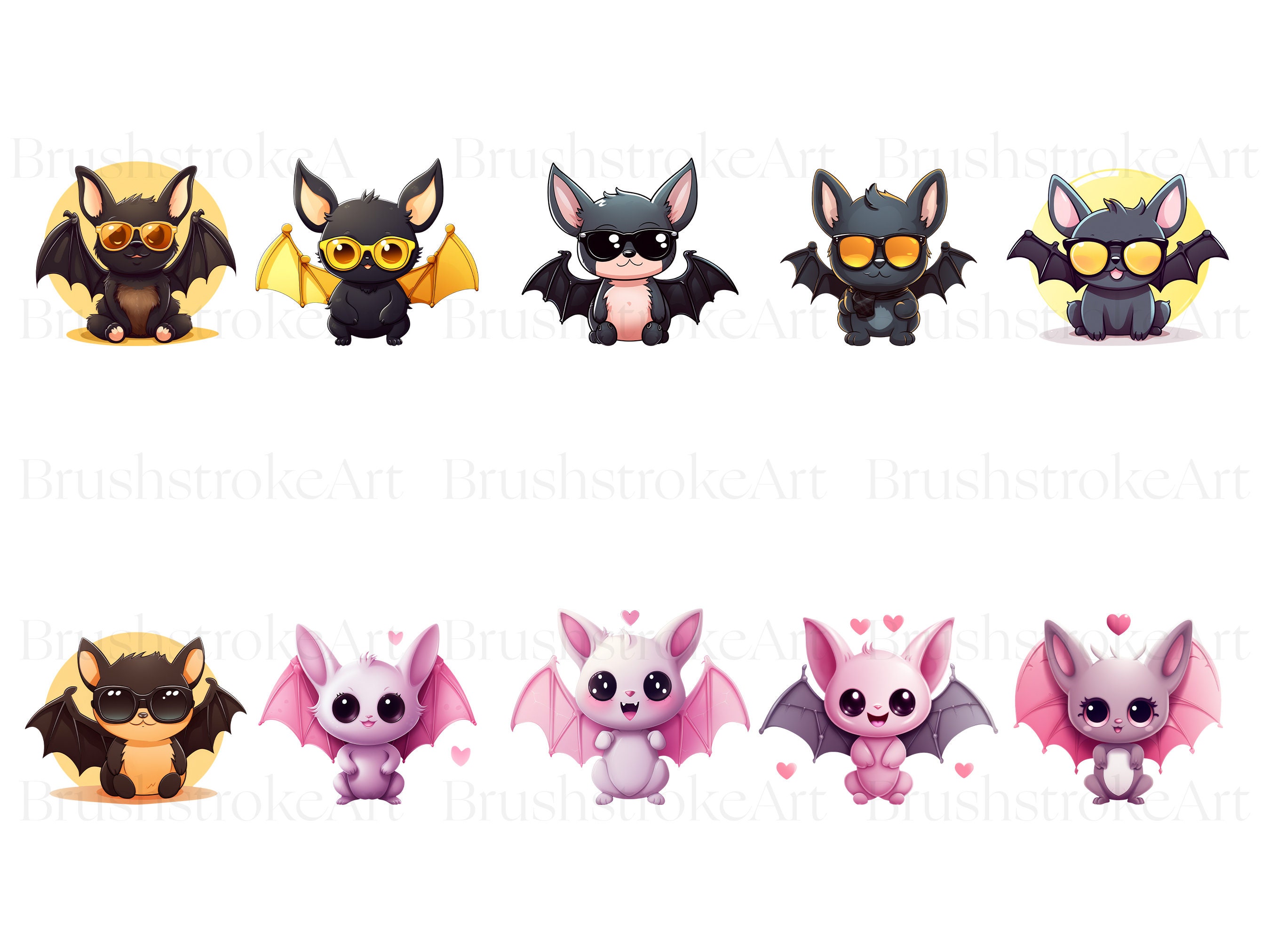 Kawaii Bat Clipart, Baby Bat, Cute Halloween Bat, Kawaii Chibi Bat, Not ...