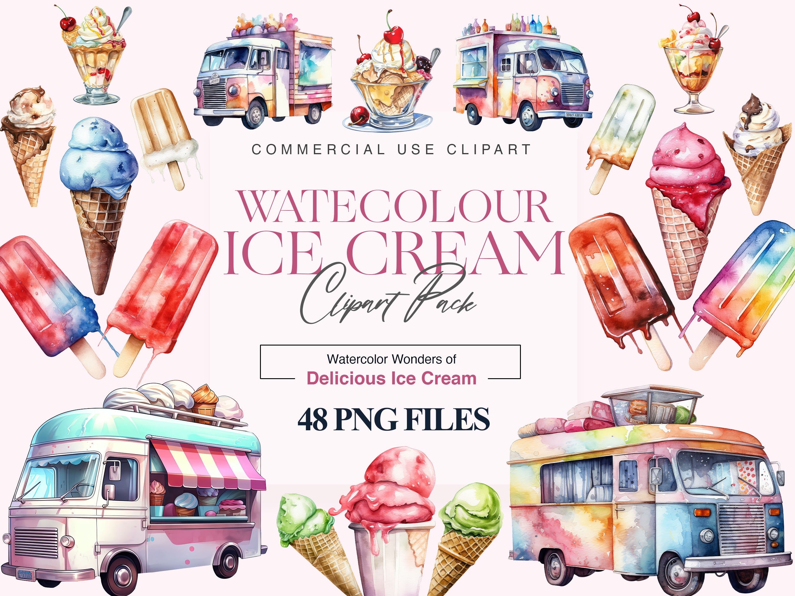 Ice Cream Clipart Png , Watercolour Ice Cream Clipart Collection for ...