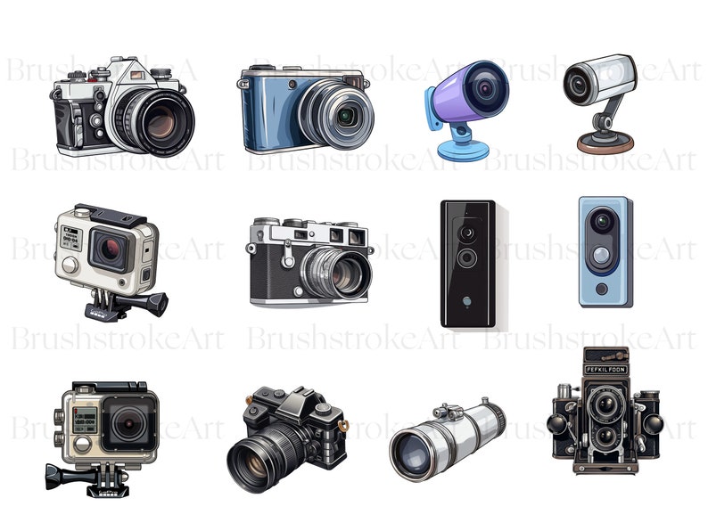 Watercolor Camera Clipart, Vintage Camera, Photography Art, Camera ...
