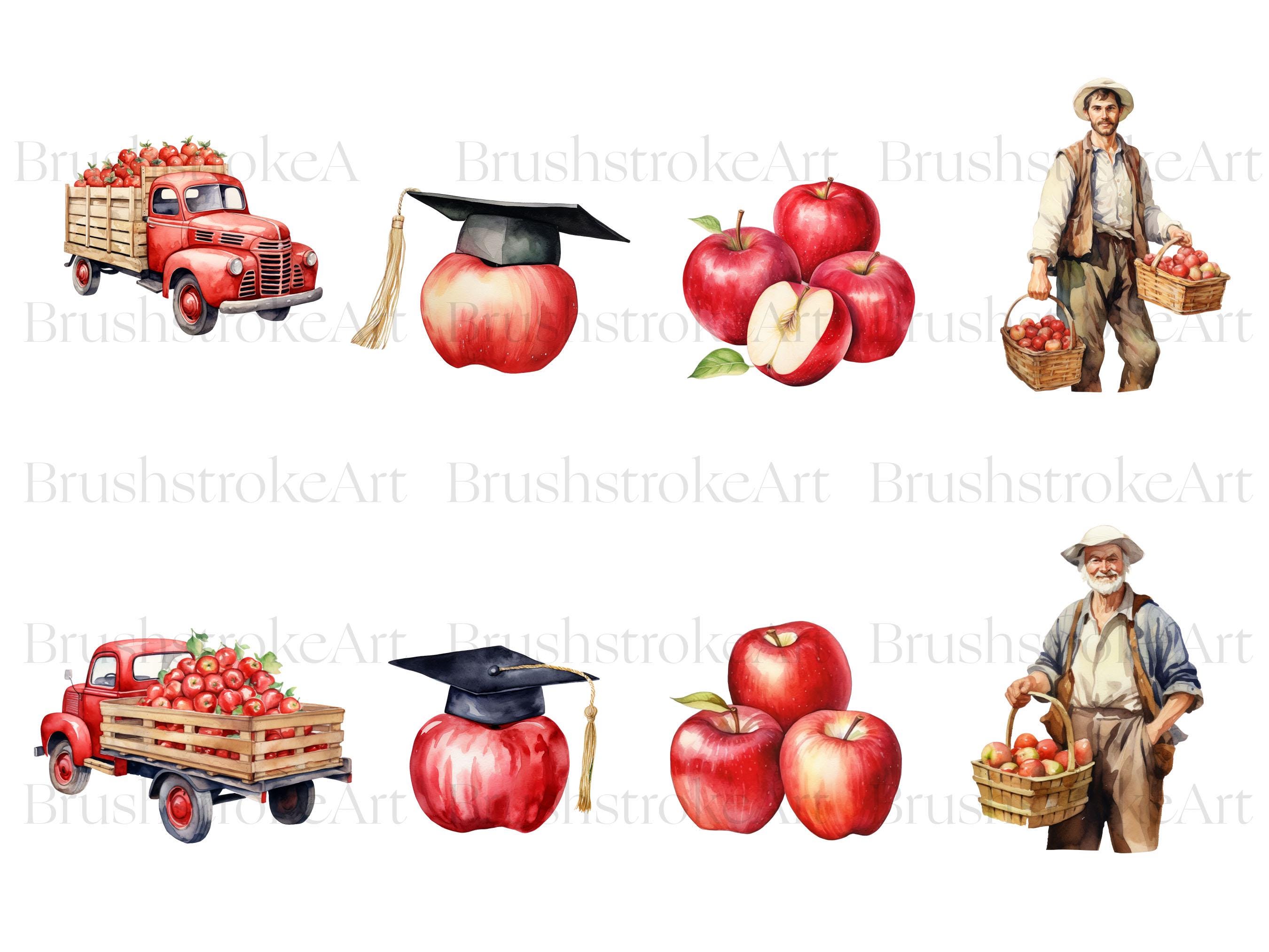 Apple Clipart, Red Apple Tree, Fruit Clipart, Watercolor Apple Harvest ...