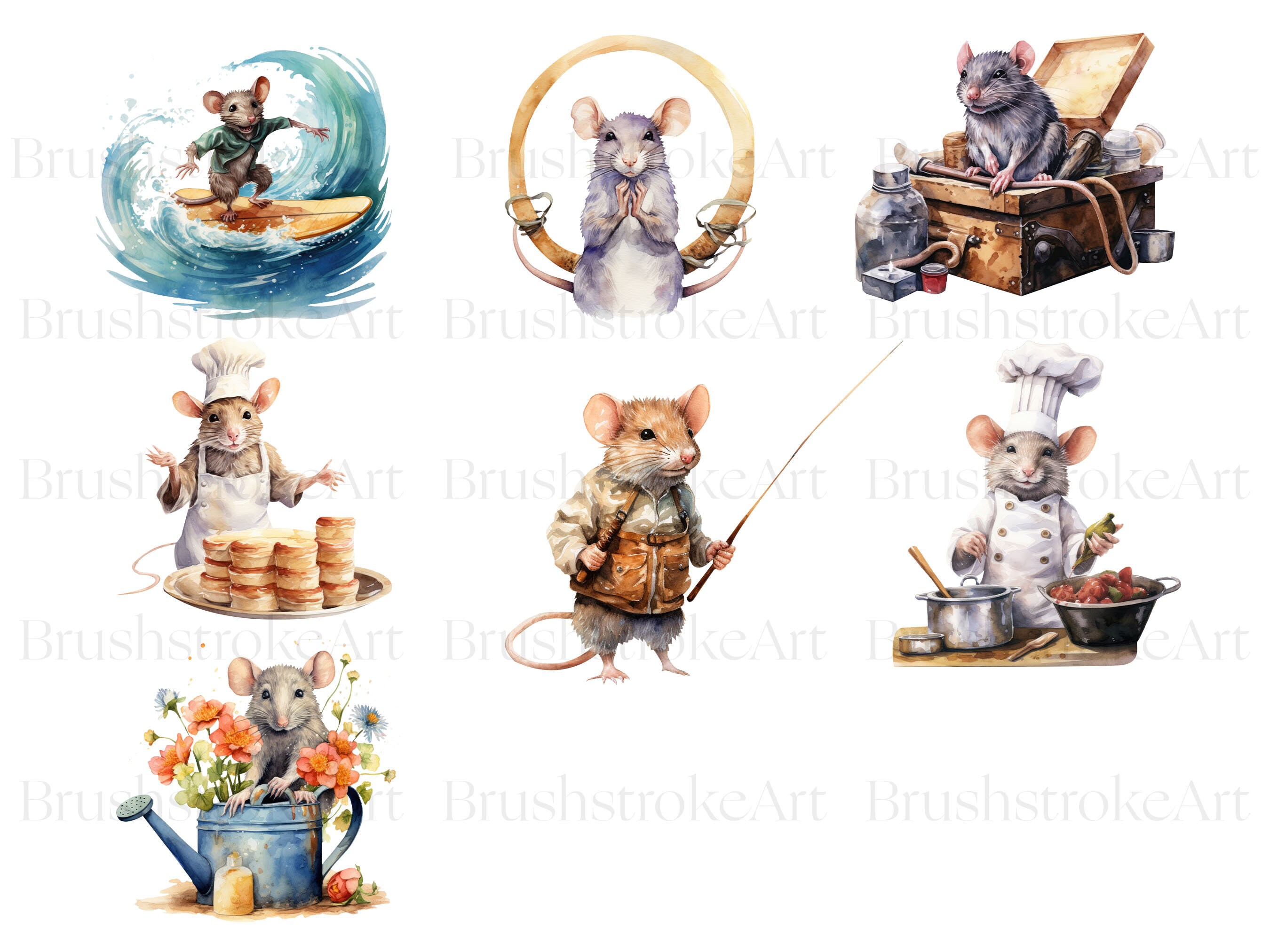 Watercolor Rat Clipart, Mice, Halloween, Rodent, Pet Rats, Domestic ...