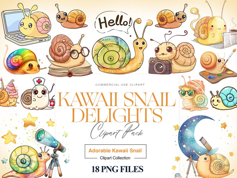 Watercolor Snail Clipart, Cute Snail PNG, Garden Snail, Little Snail ...