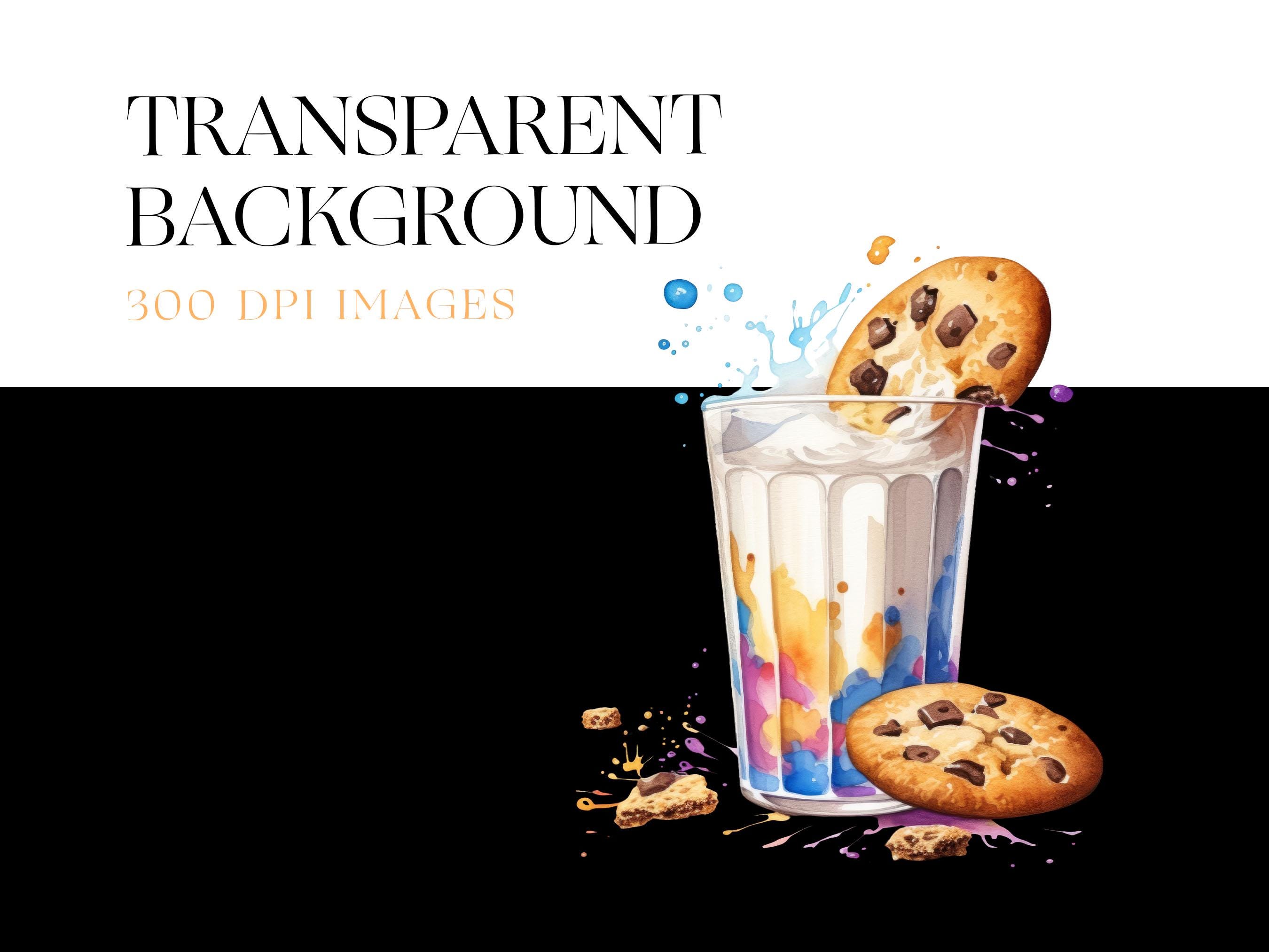 Watercolor Milk Clipart, Chocolate Milk and Cookie, Glass of Milk PNG ...