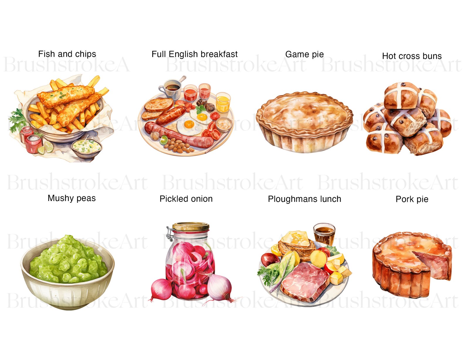 British Food Clipart, Fish and Chips, Beef Wellington, British Dessert ...