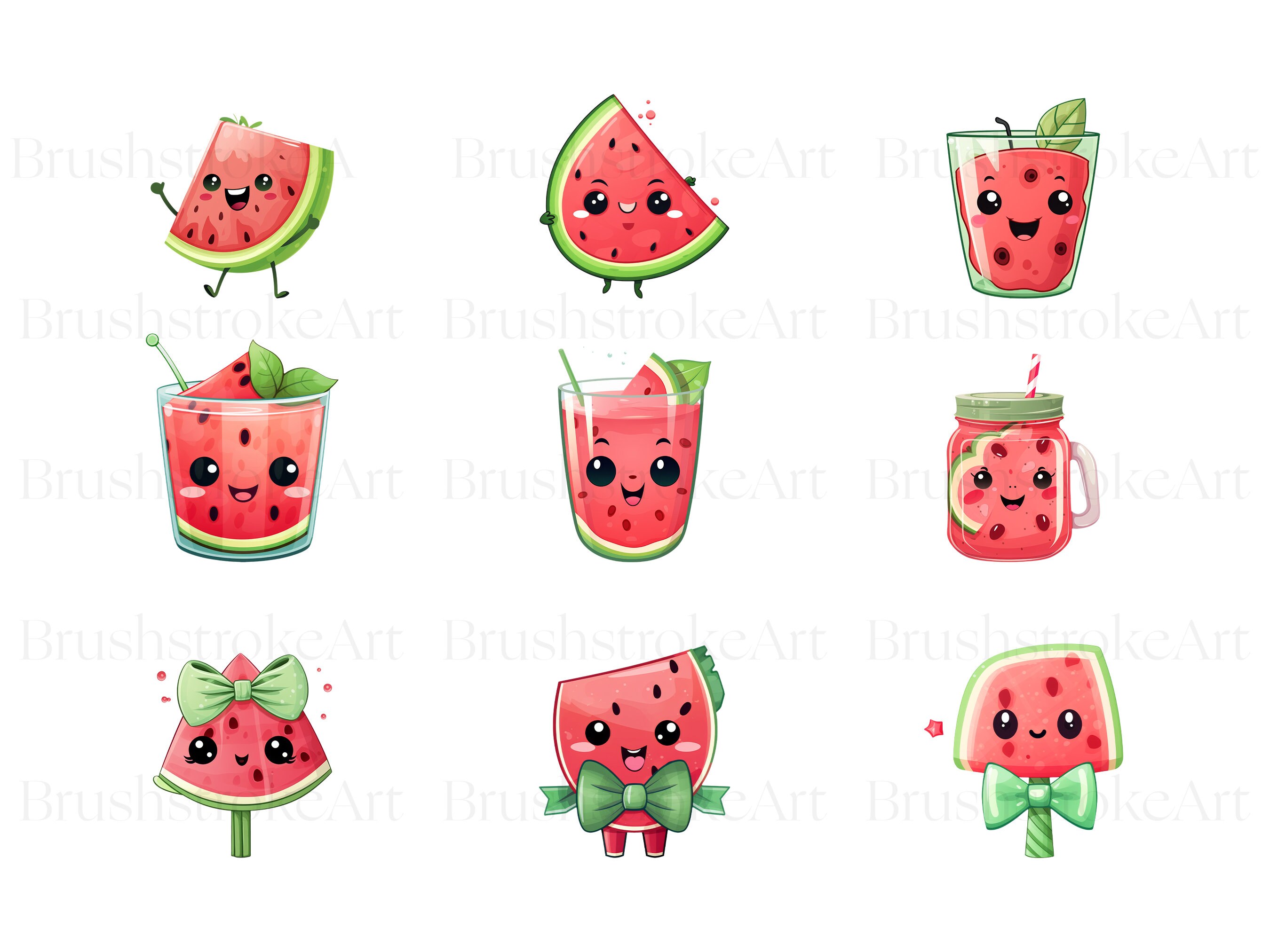 Kawaii Watermelon Clipart, Cute Watermelon, Summer Fruit Clipart ...