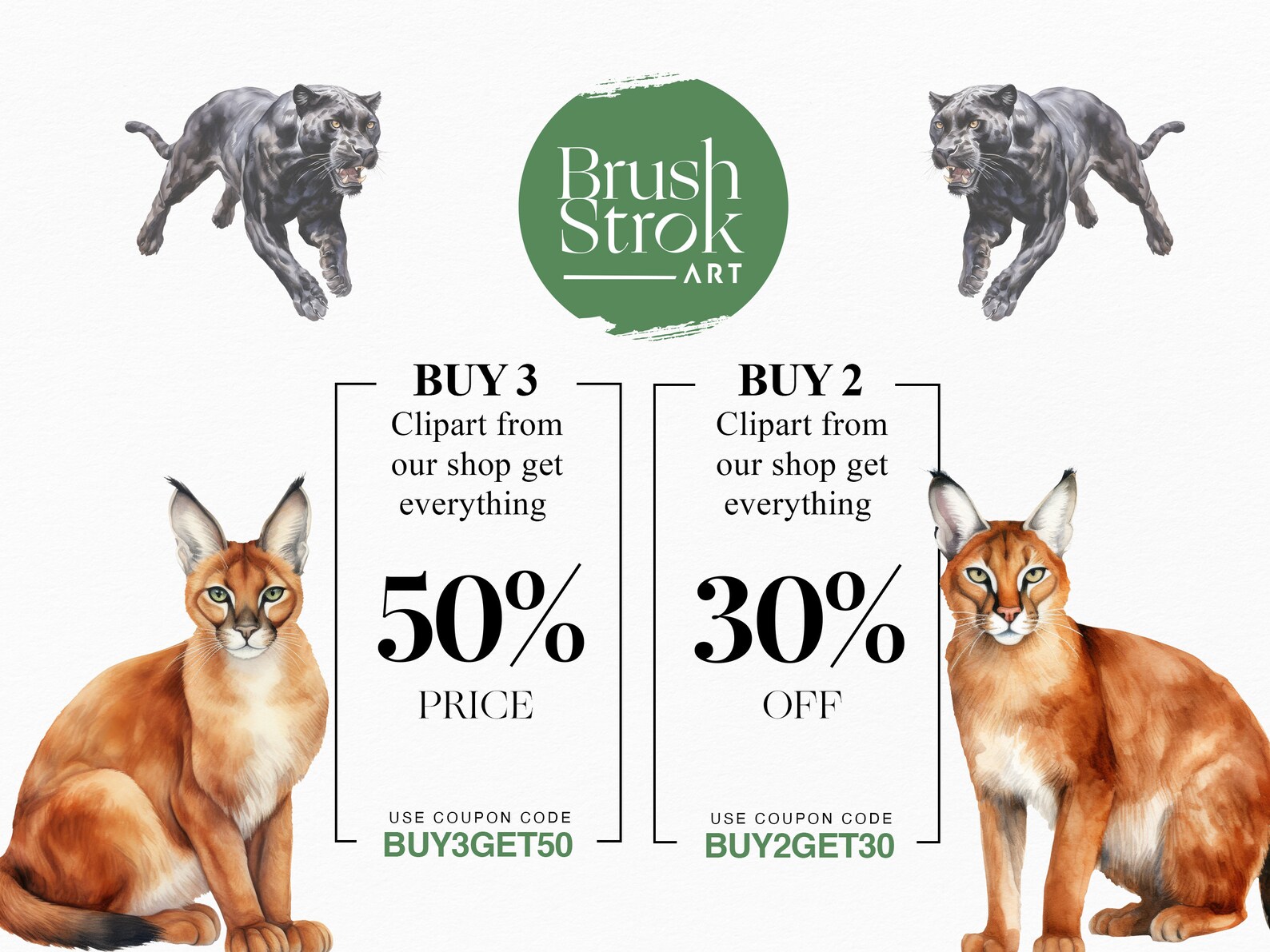 Wild Cat Clipart, African Animals PNG, Lion Clipart, Tiger PNG, Black ...