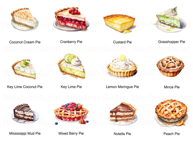 35 Watercolor Pie Illustrations Dessert Clipart Transparent PNG Files ...