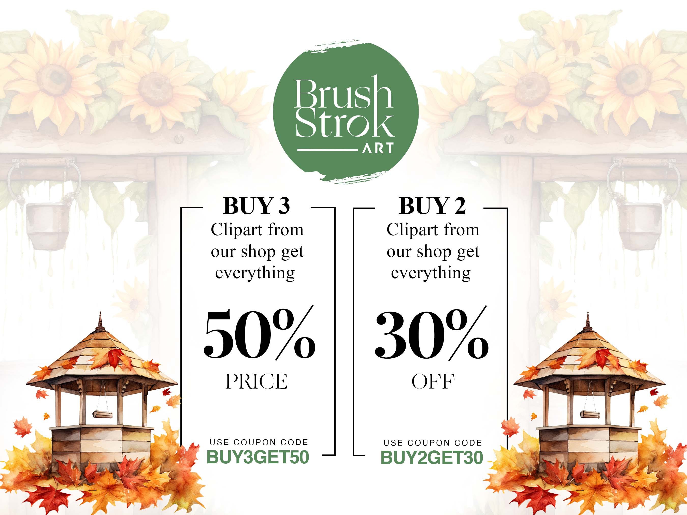 Autumn Well Clipart, Watercolor Well, Fall, Floral Well, Cute Autumn ...