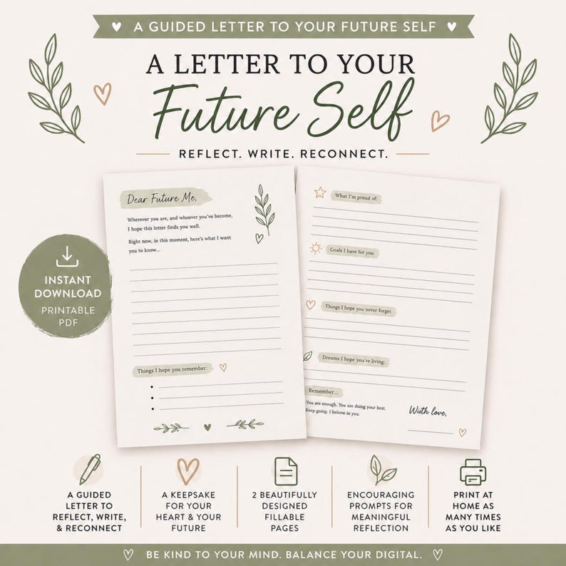 A Letter to Your Future Self Journal | Reflection Prompts, Printable ...