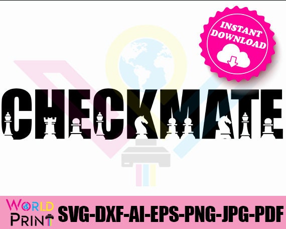 Checkmate Chess With Pieces- Svg, Jpg, Png, Dxf, Pdf, Eps File, Vector ...