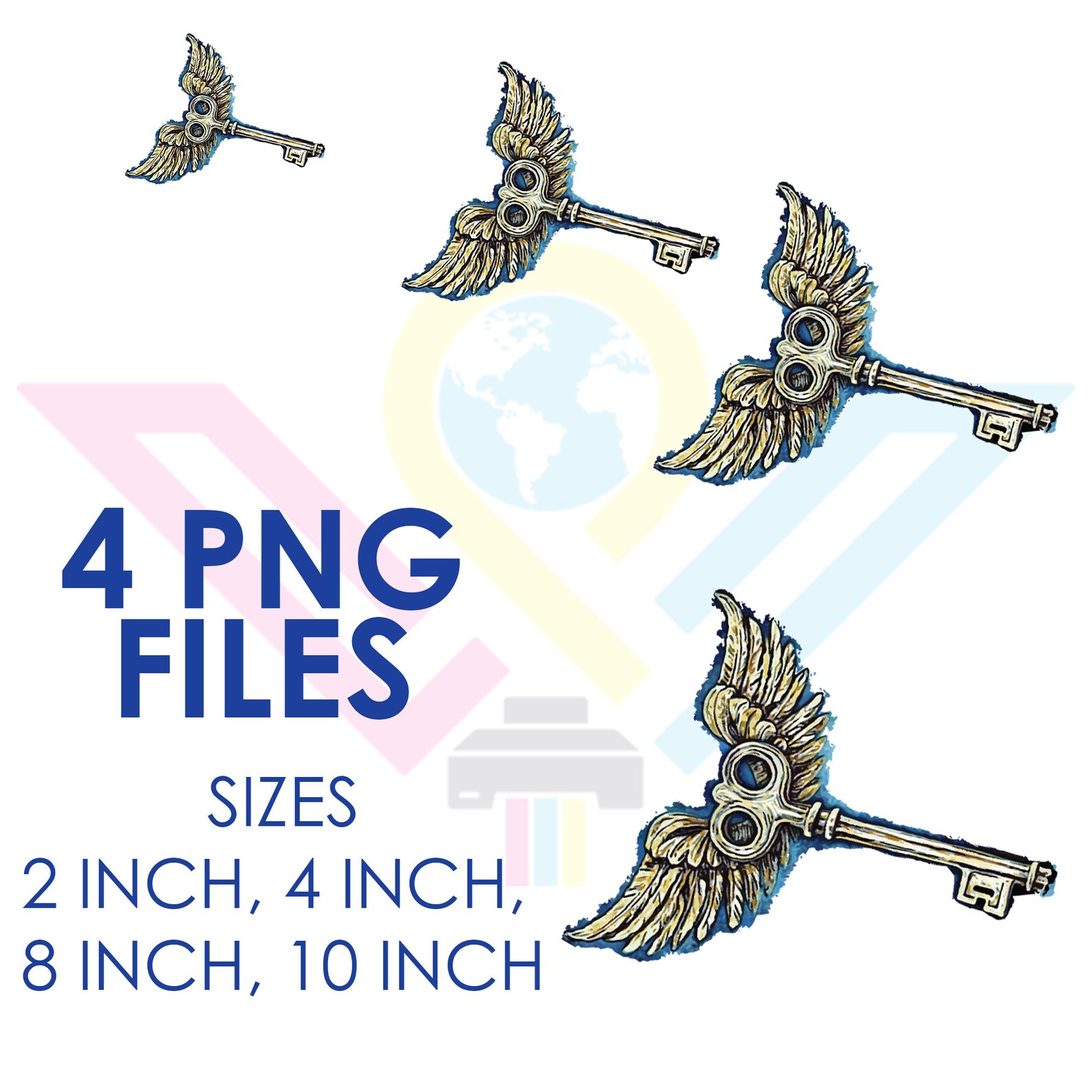 The Winged Keys, Olg Flying Key Clipart Wizarding School Inspired ...