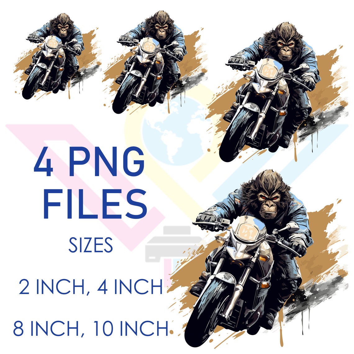 Gorilla Riding a Motorcycle R6 in a Watercolor Style Clipart- Svg, Jpg ...